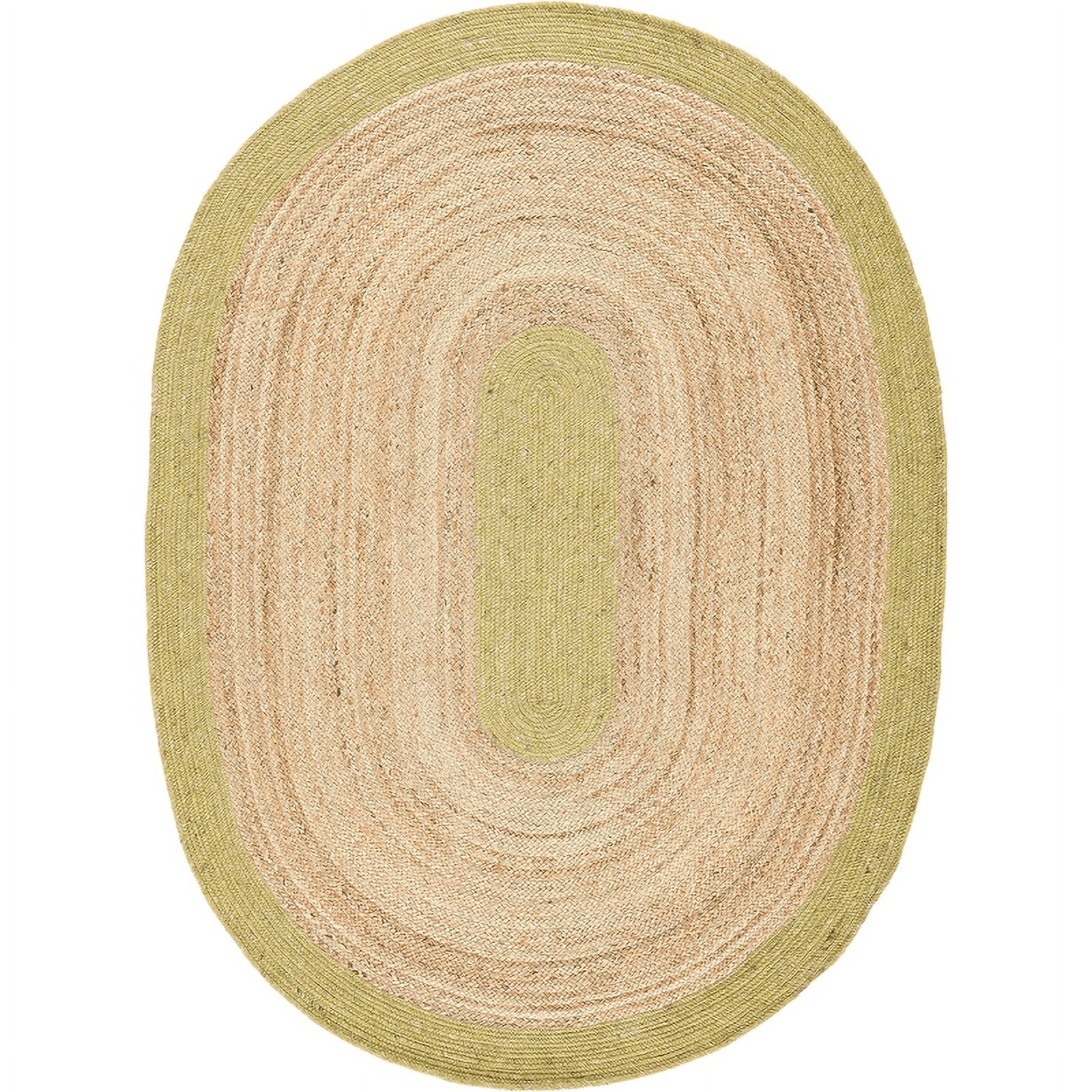 Jaipur Art And Craft Handmade Oval Shape Jute Area Rug with Green ...