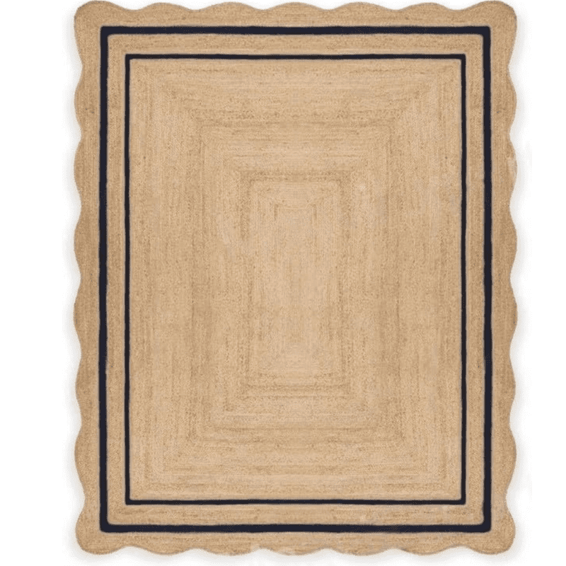 Jaipur Art And Craft Handmade Rectangle Scallop Black, Brown Reversible ...