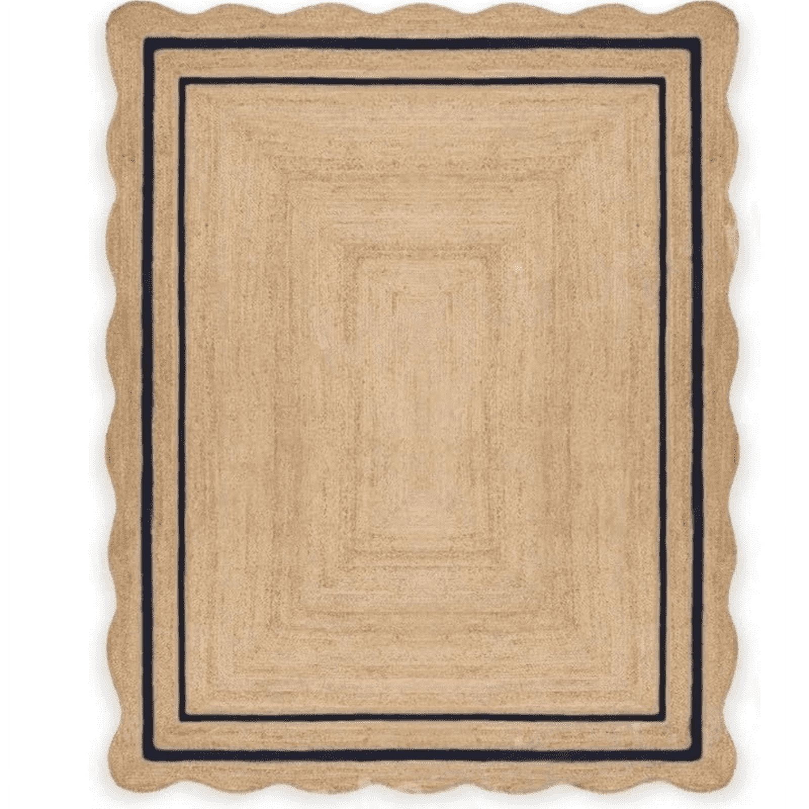 Jaipur Art And Craft Handmade Rectangle Scallop Black, Brown Reversible ...