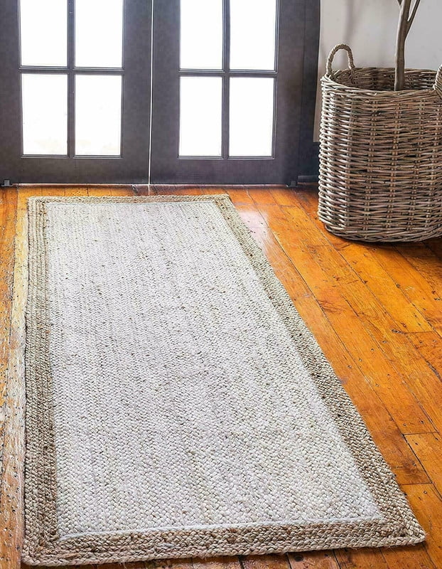 Jaipur Art And Craft Handmade White Runner Braided Reversible Jute Area ...