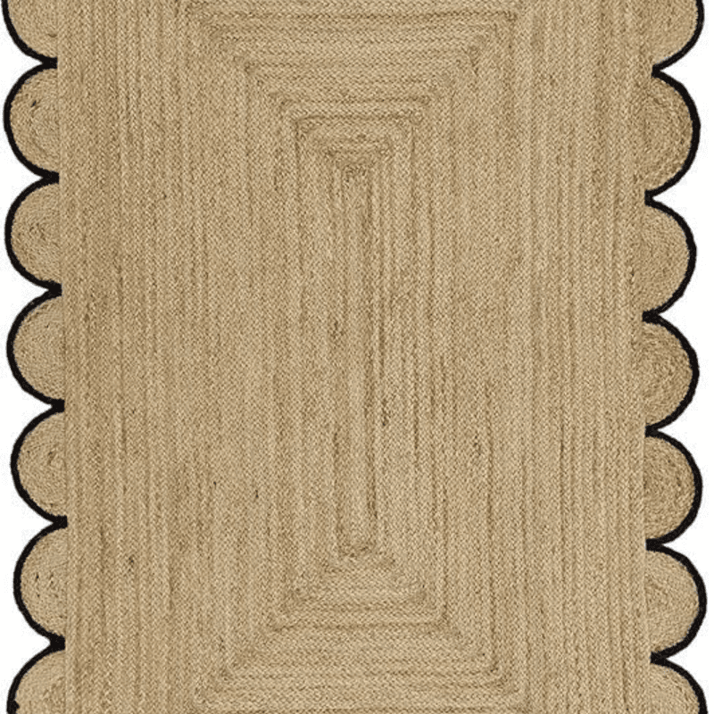 Jaipur Art And Craft Indian Beige Black Border Rectangle Hand Braided ...