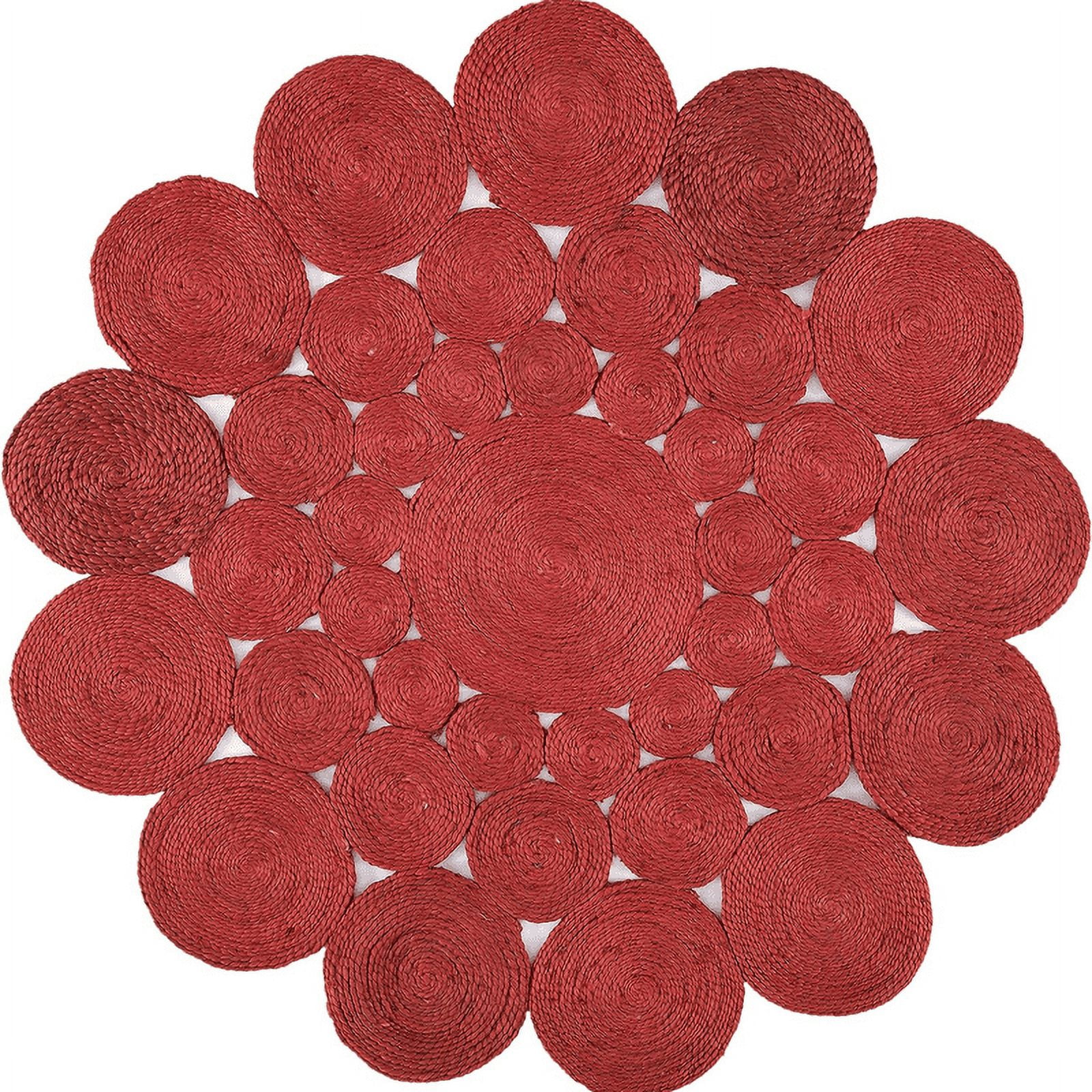 Jaipur Art And Craft Indian Hand Braided Round Shape Jute Area Rug Red ...