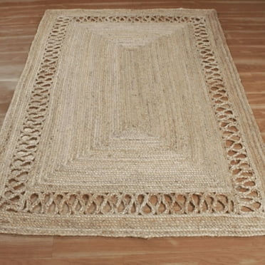 Jaipur Art And Craft Scalloped Jute Cotton Area Rug Hand Braided Eco ...