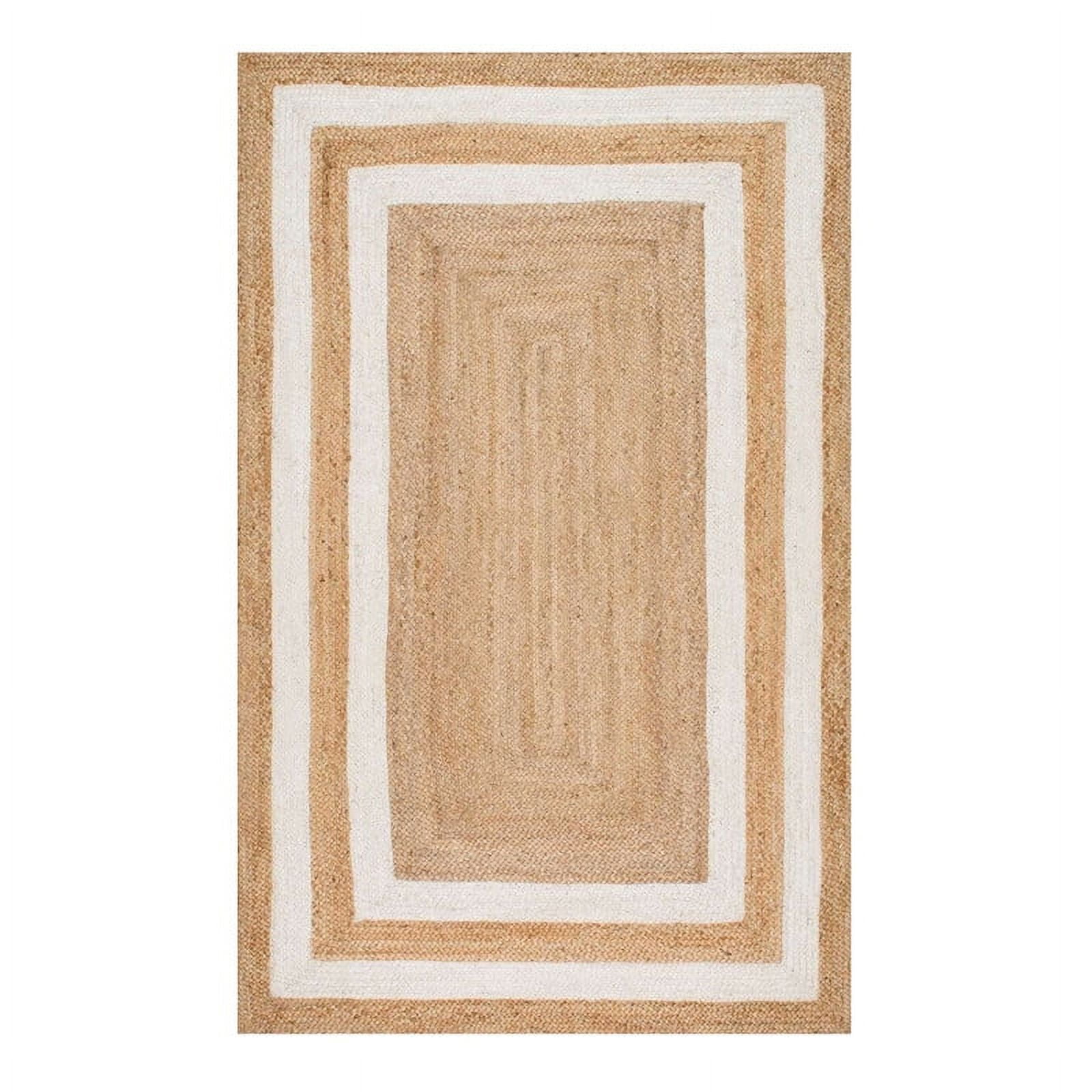 Jaipur Art And Craft Natural Fiber Jute Brown White Border Handmade ...