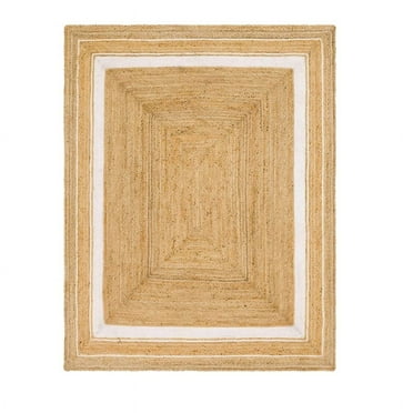 Jaipur Art And Craft Natural Fiber Jute Brown White Border Handmade ...