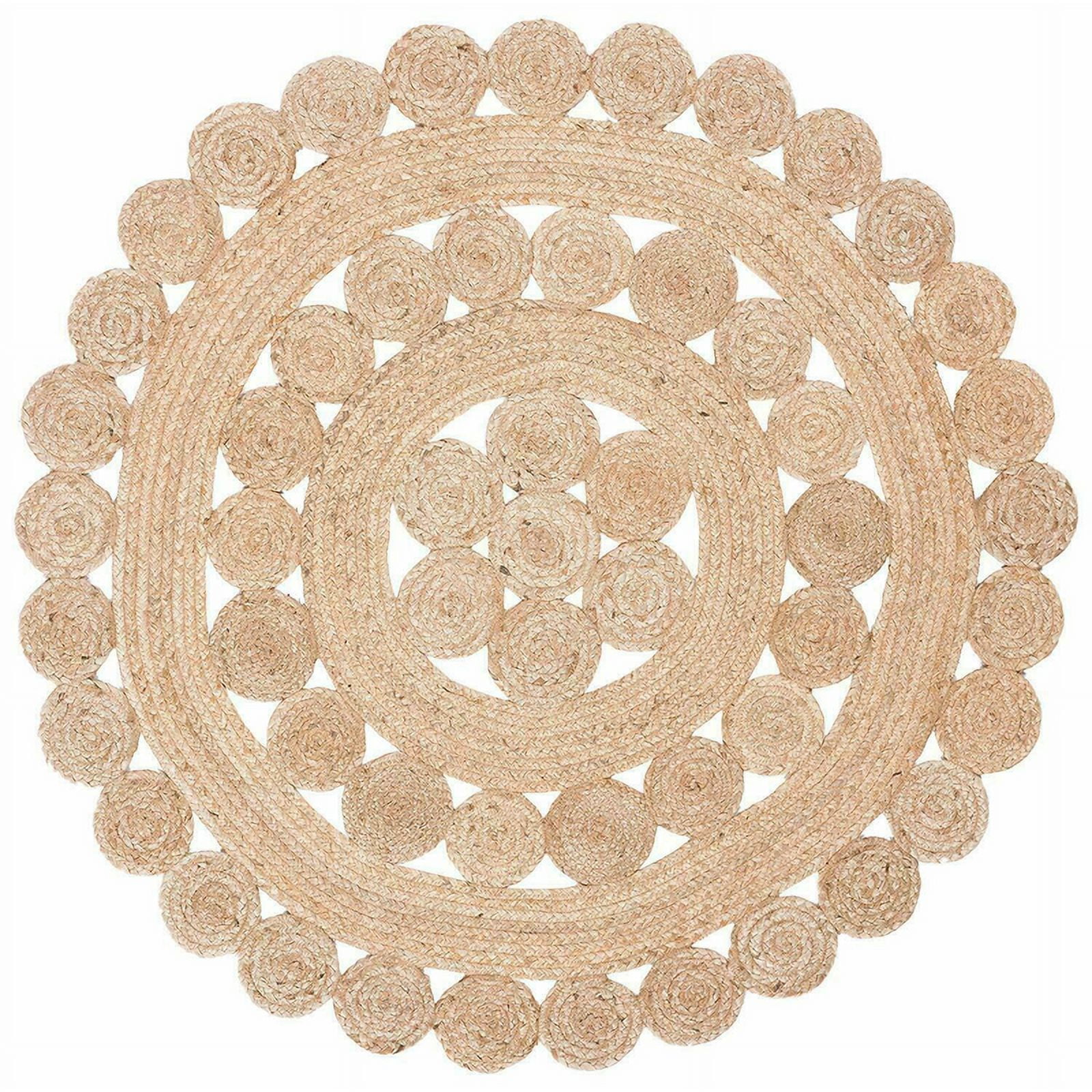 Jaipur Art And Craft Natural Jute Reversible Handmade Round Carpet ...