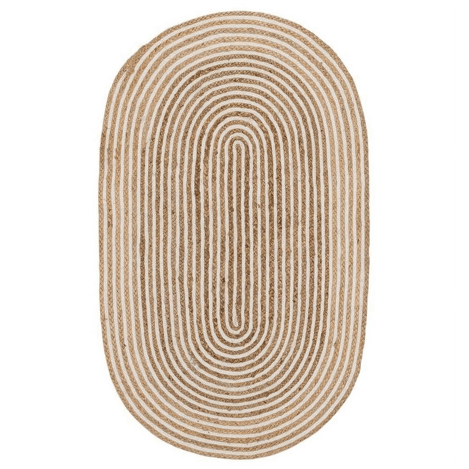 Jaipur Art And Craft Natural Jute Reversible Oval Area Rug Living ...