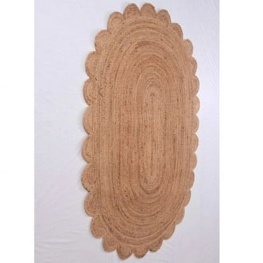 Jaipur Art And Craft Bohemian Rectangle Scallop White, Brown Jute Area ...