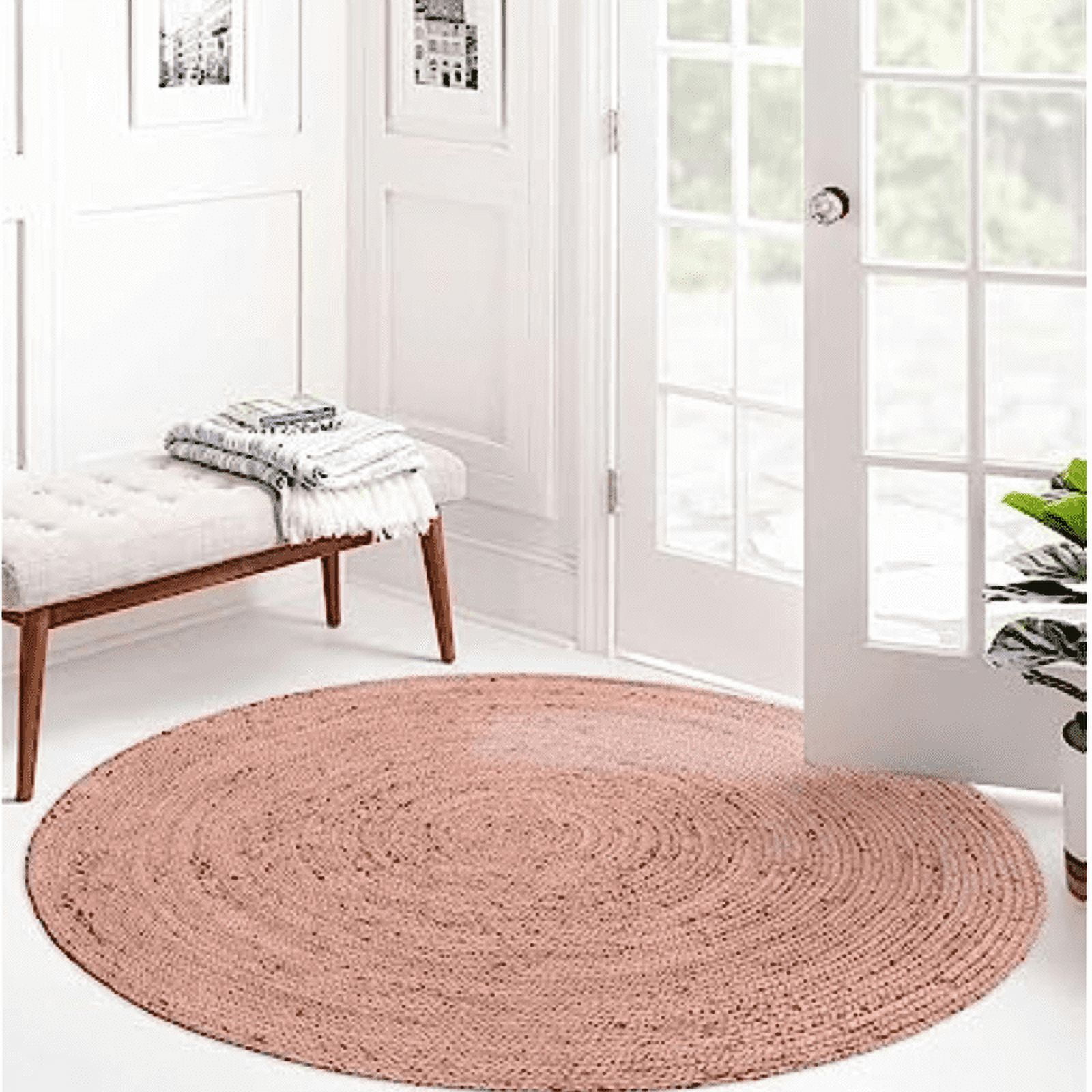 Jaipur Art And Craft Pink Area Cotton Rug Round Hand Braided Round ...