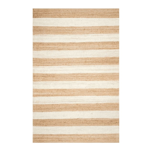 Jaipur Art And Craft Rectangle Hand Braided Jute White Strip Area Rug ...