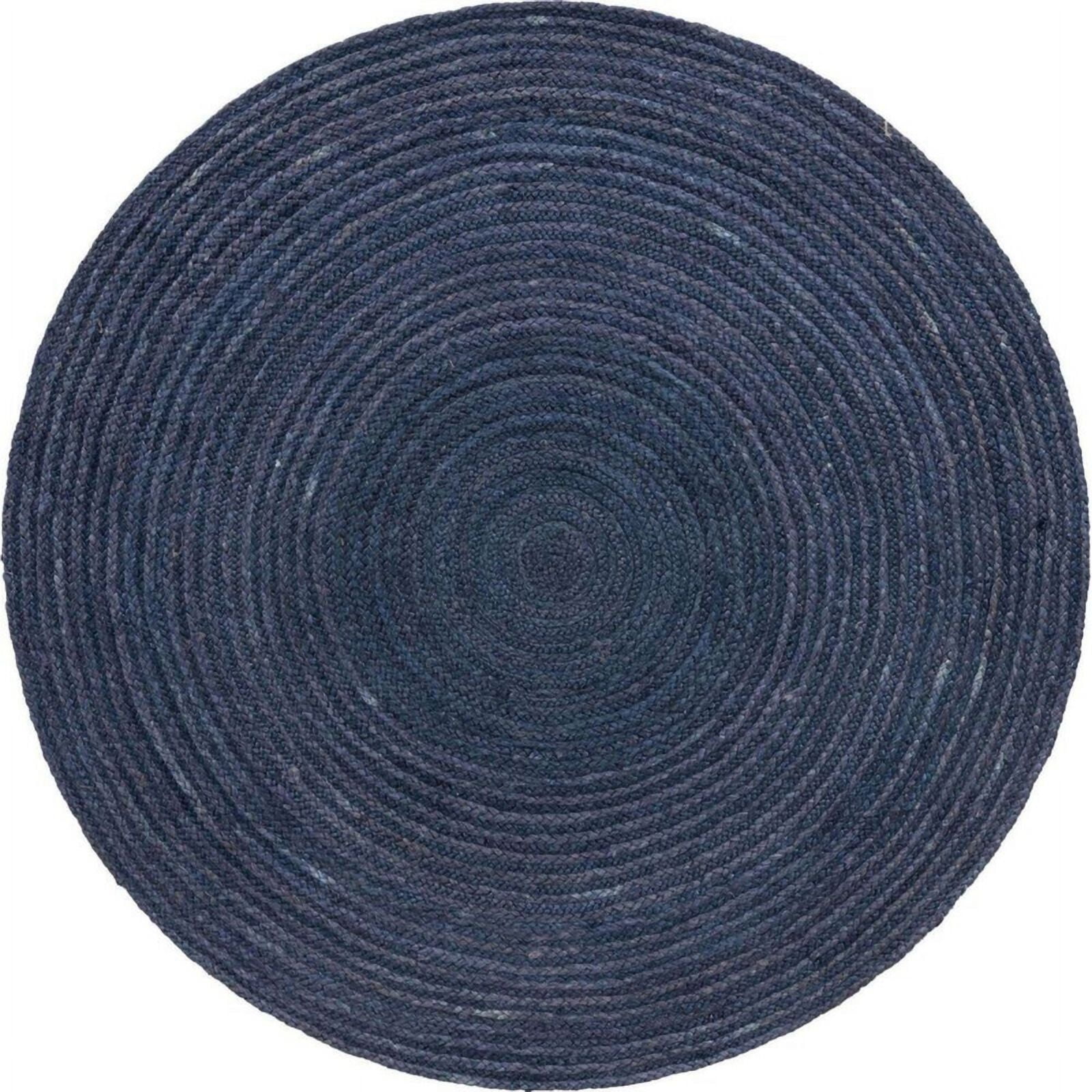 Jaipur Art And Craft Round Jute Blue Dye Hand Braided Bohemian Area Rug ...