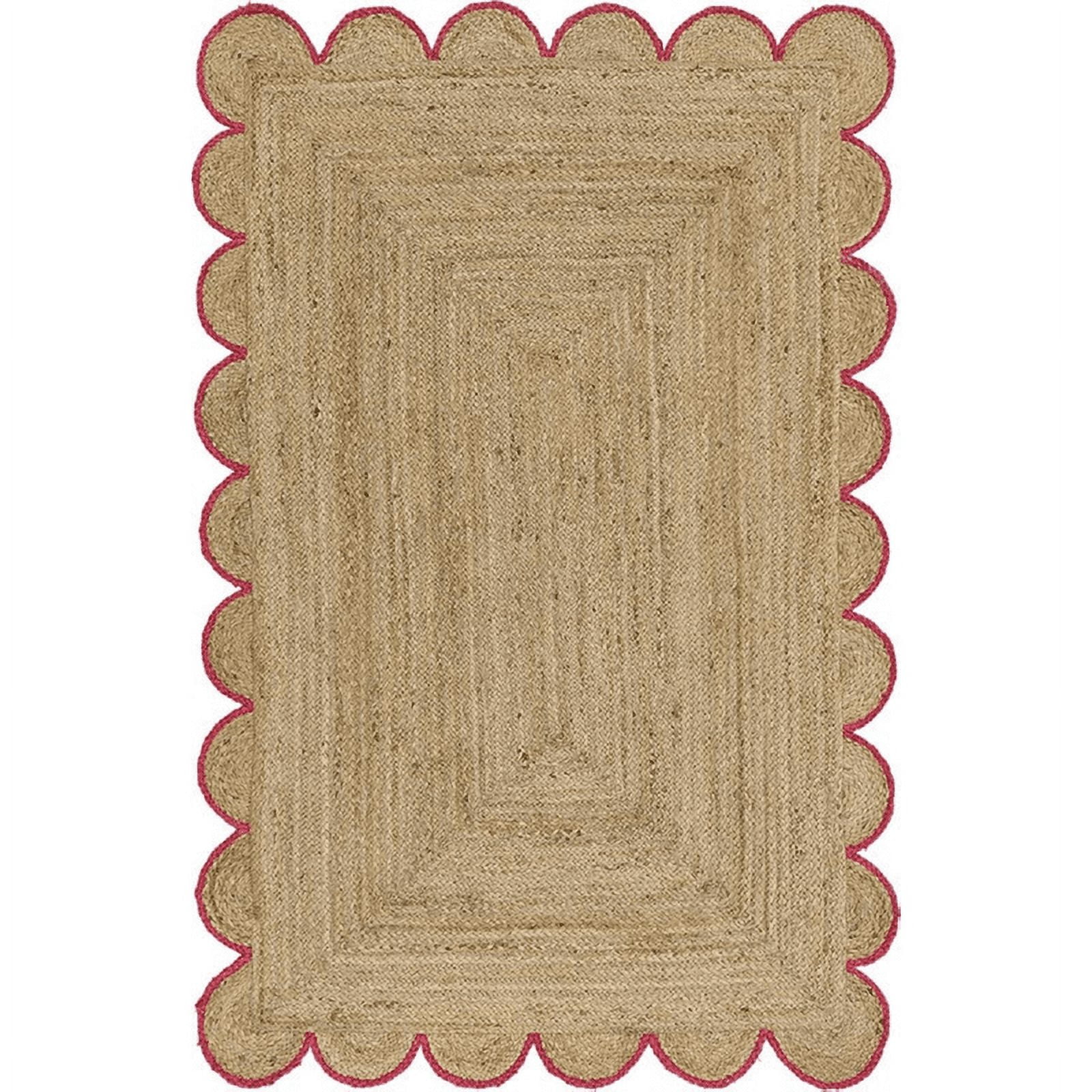 Jaipur Art And Craft Scalloped Hand Braided Beige Pink Border Runner ...