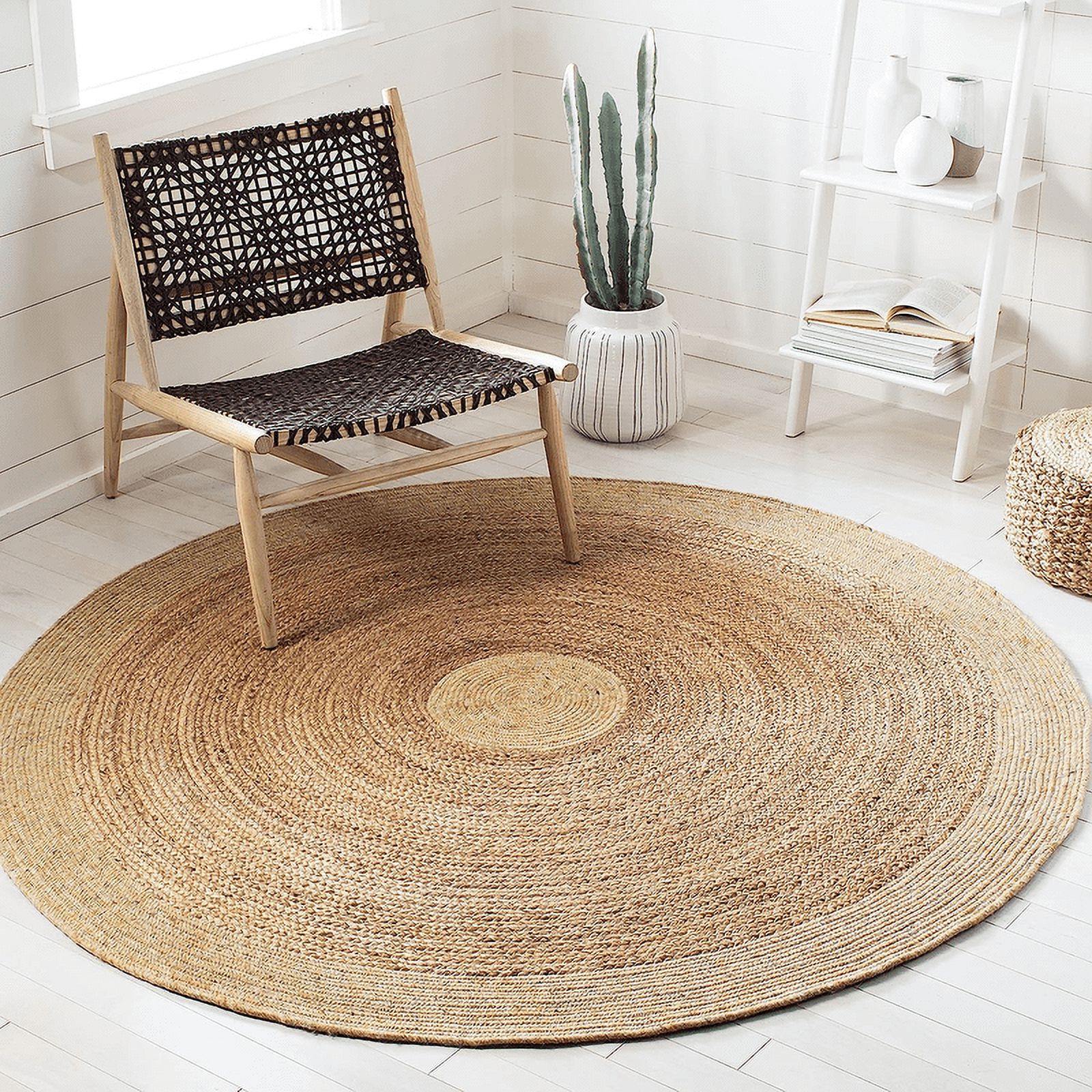 Jaipur Art And Craft Solid Jute Area Rug Handmade Round Reversible ...