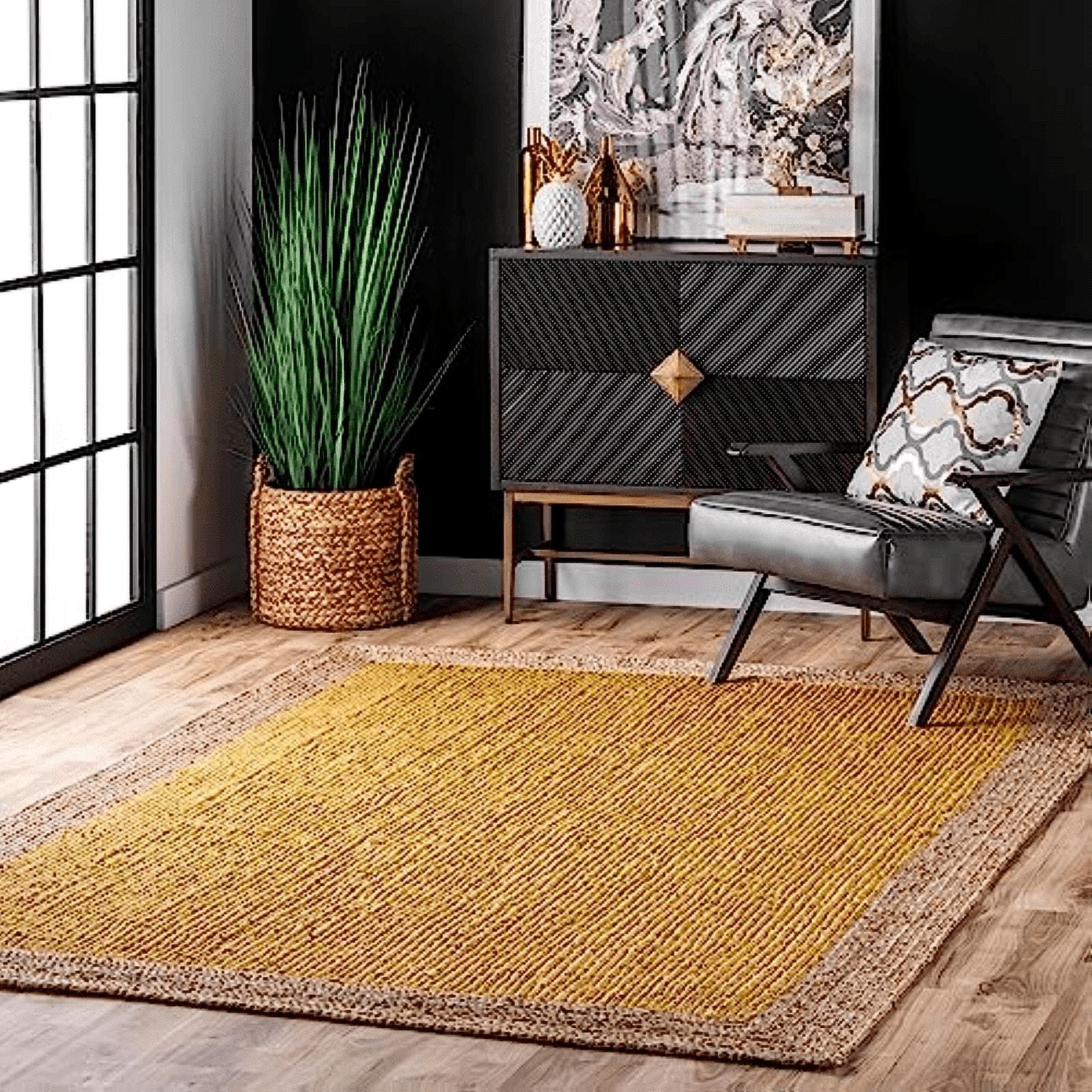 Jaipur Art And Craft Yellow Handmade Rectangle Reversible Jute Area Rug ...