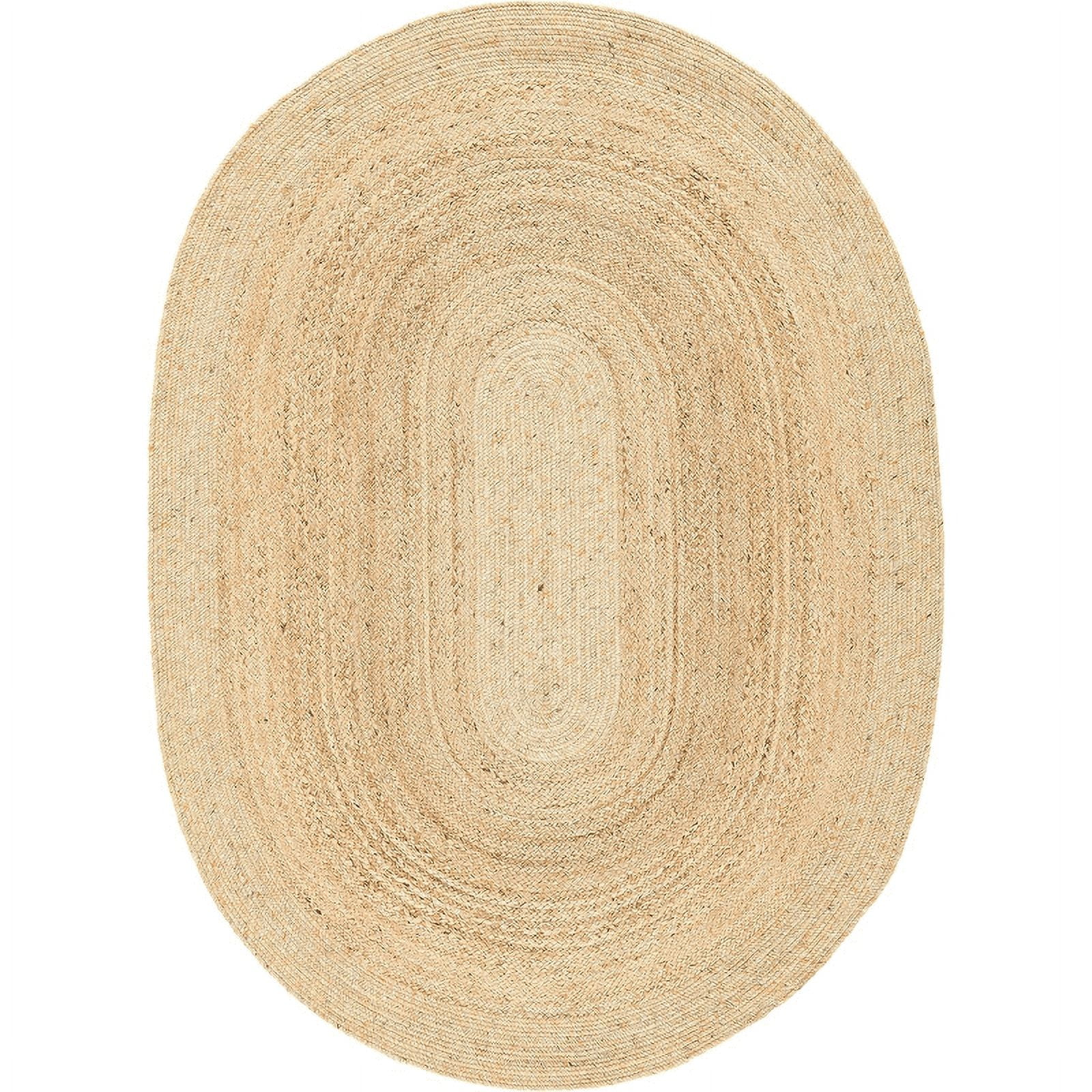 Jaipur Art And Craft Natural Beige Oval Shape Handmade Jute Area Rug ...