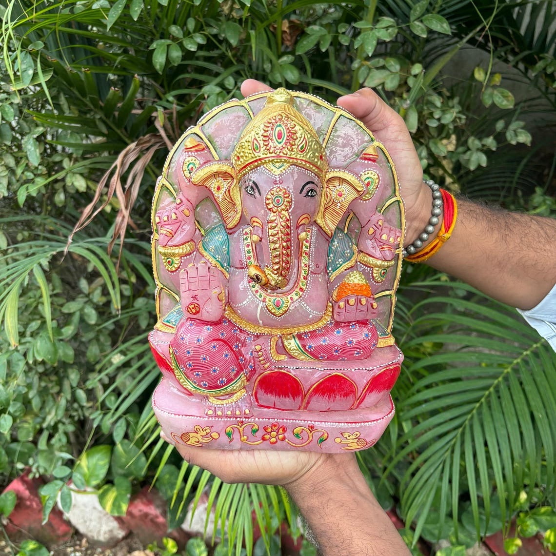 Jaipur Crystal Care Large Rose Quartz Carved God Ganeshs Statue Crystal ...