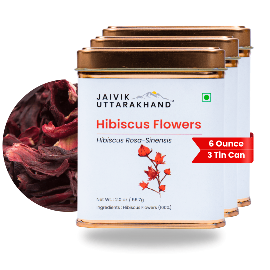 Jaivik Uttarakhand - Dried Hibiscus Flower Petals(6 oz), Decaffeinated hibi desinflamante,3 Tin ...