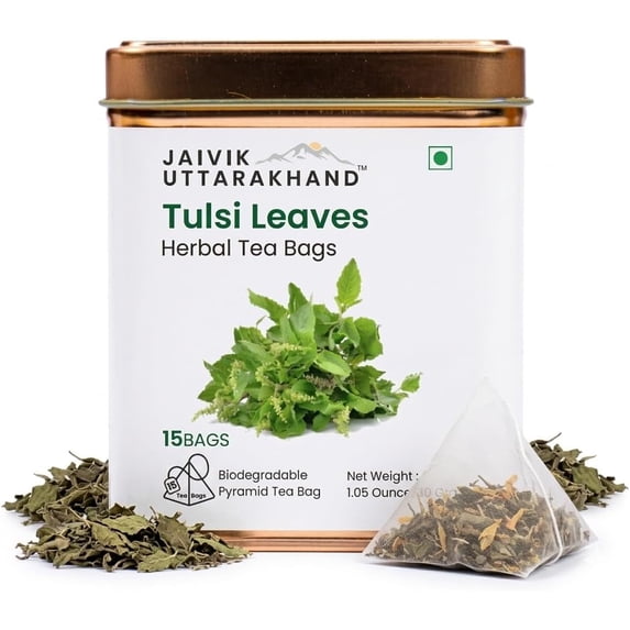 Jaivik Uttarakhand - Holy Basil Tea Bags, 15 Count, Dried Tulsi Leaves ...