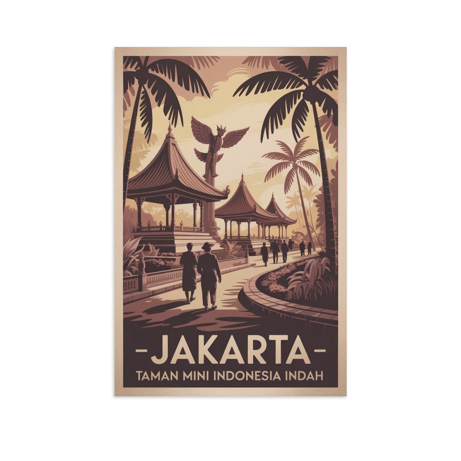Jakarta TMII Sepia Poster Rustic Vintage Travel Indonesia Cultural ...