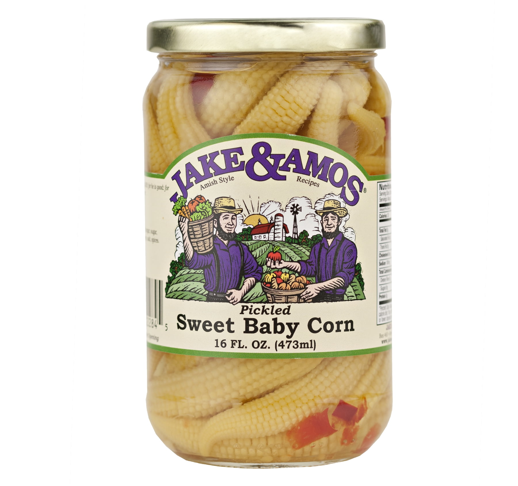 Jake & Amos Pickled Sweet Baby Corn with Red Pepper, Crunchy Snack, 2 ...