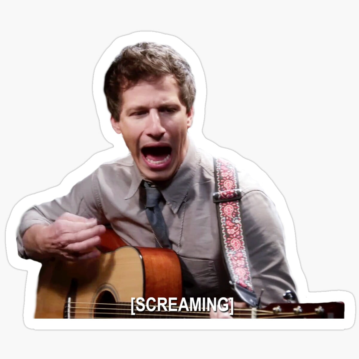 Jake Peralta Screaming With Guitar Sticker. Gift For You - Decorate ...