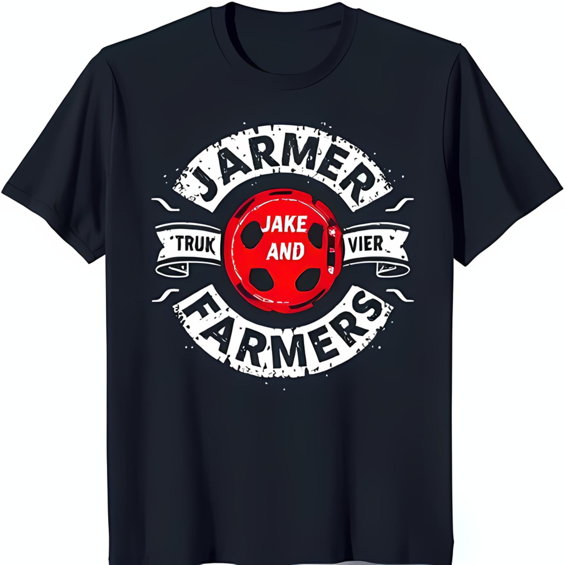 Jake and Jarmers Black T-Shirt with Red Soccer Ball Design Truk Vier ...