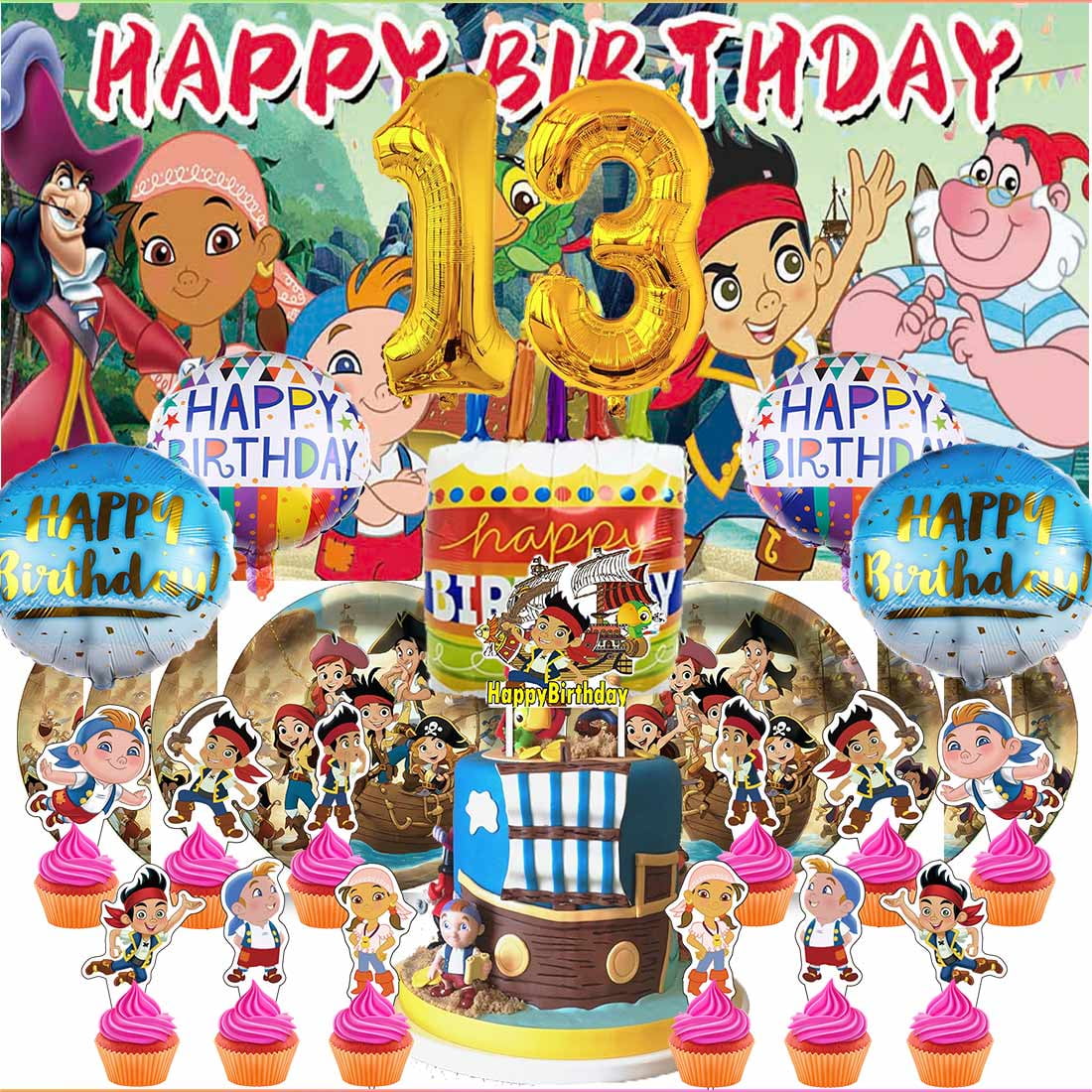 Jake and the Never Land Pirates 13th Tableware Balloons Cake Toppers ...
