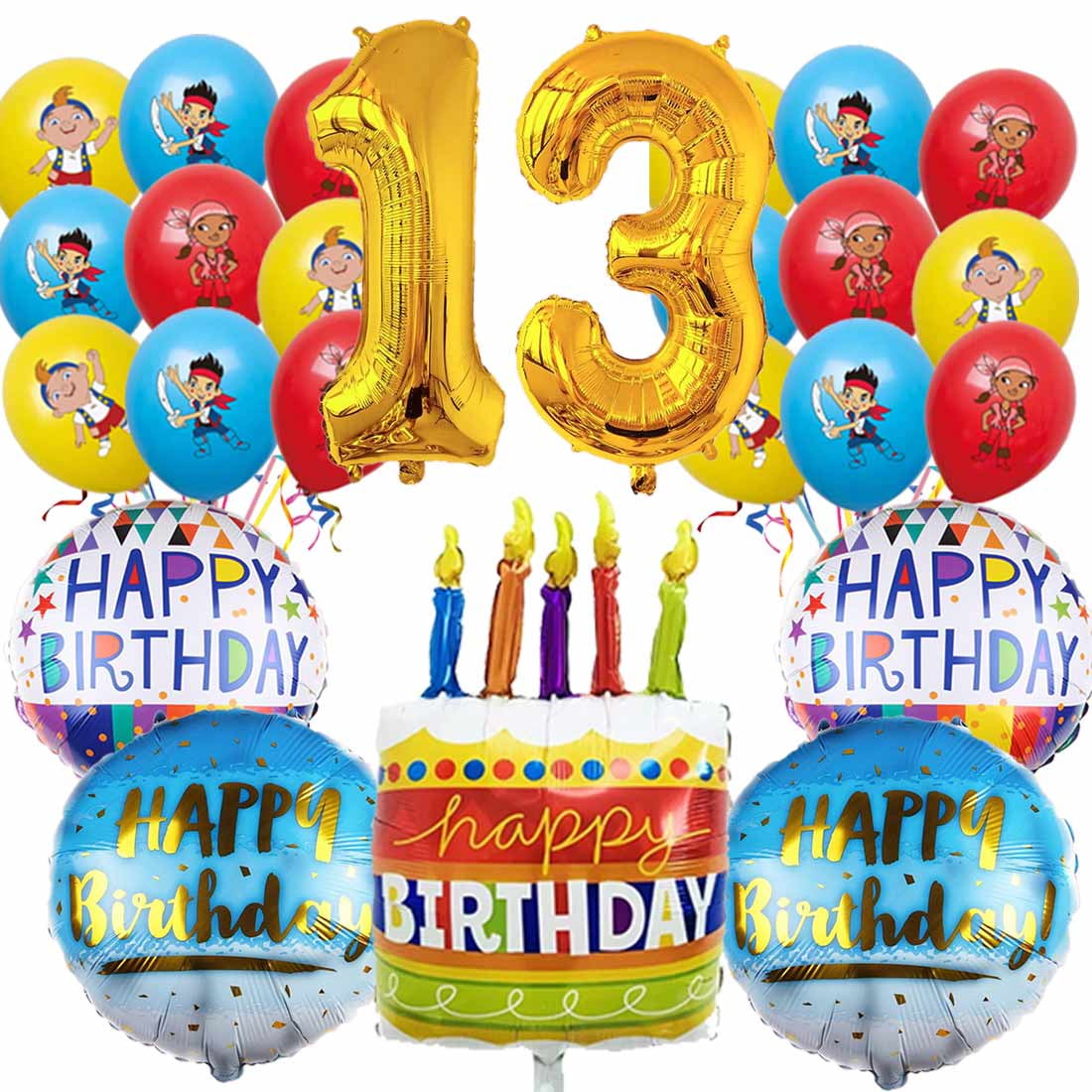 Jake and the Never Land Pirates Balloons Party Supplies 13th Big Number ...