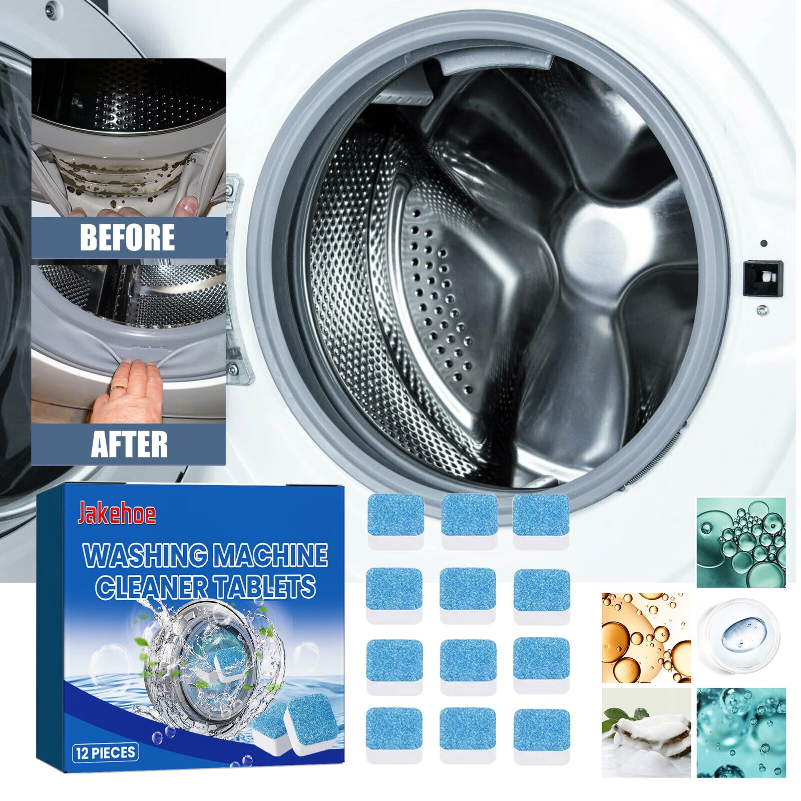 Jakehoe Washing Machine Cleaning Foam Tablets Washing Machine Tank ...