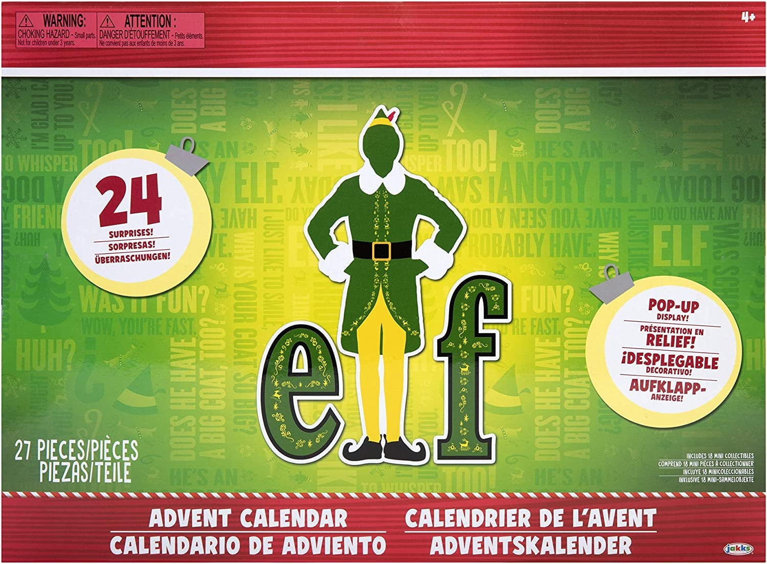 Jakks Holiday Elf Advent Calendar, Enjoy 24 Days of Fun Collectible ...