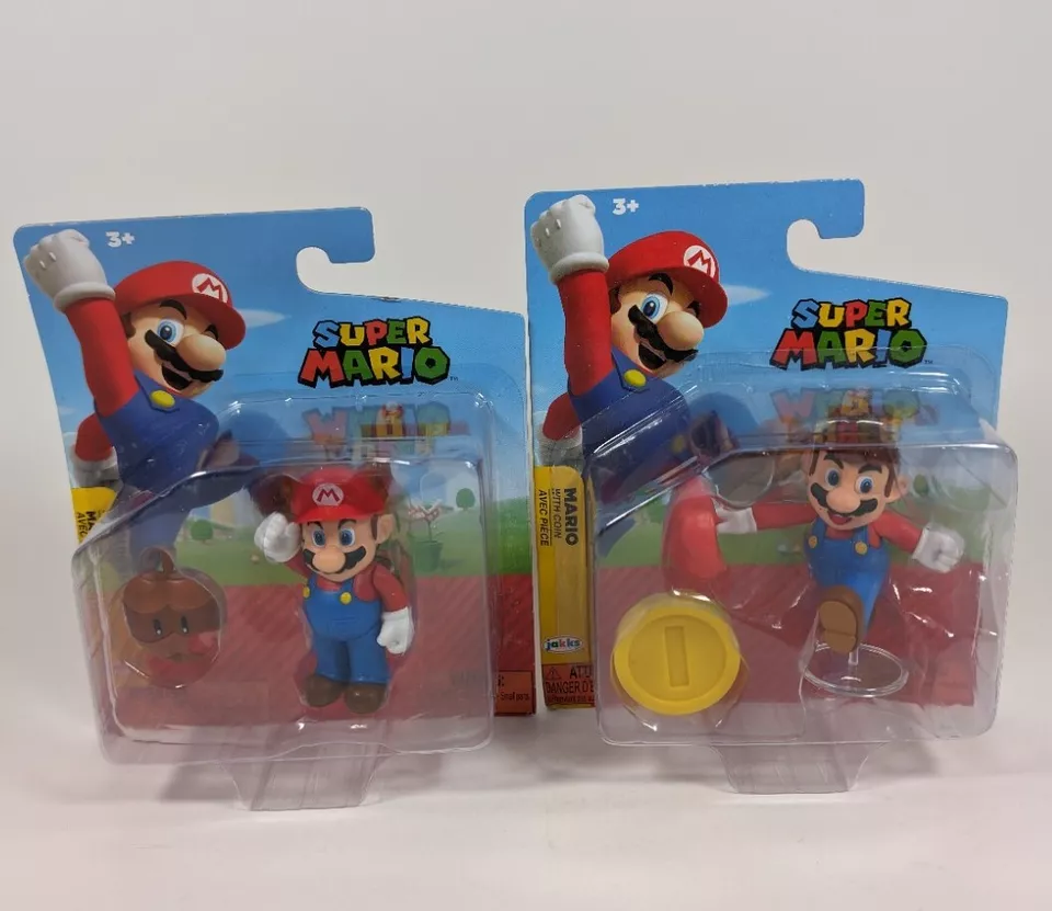 Jakks Pacific Super Mario 2 Pk Racoon Mario w/ Super Leaf & Mario w ...