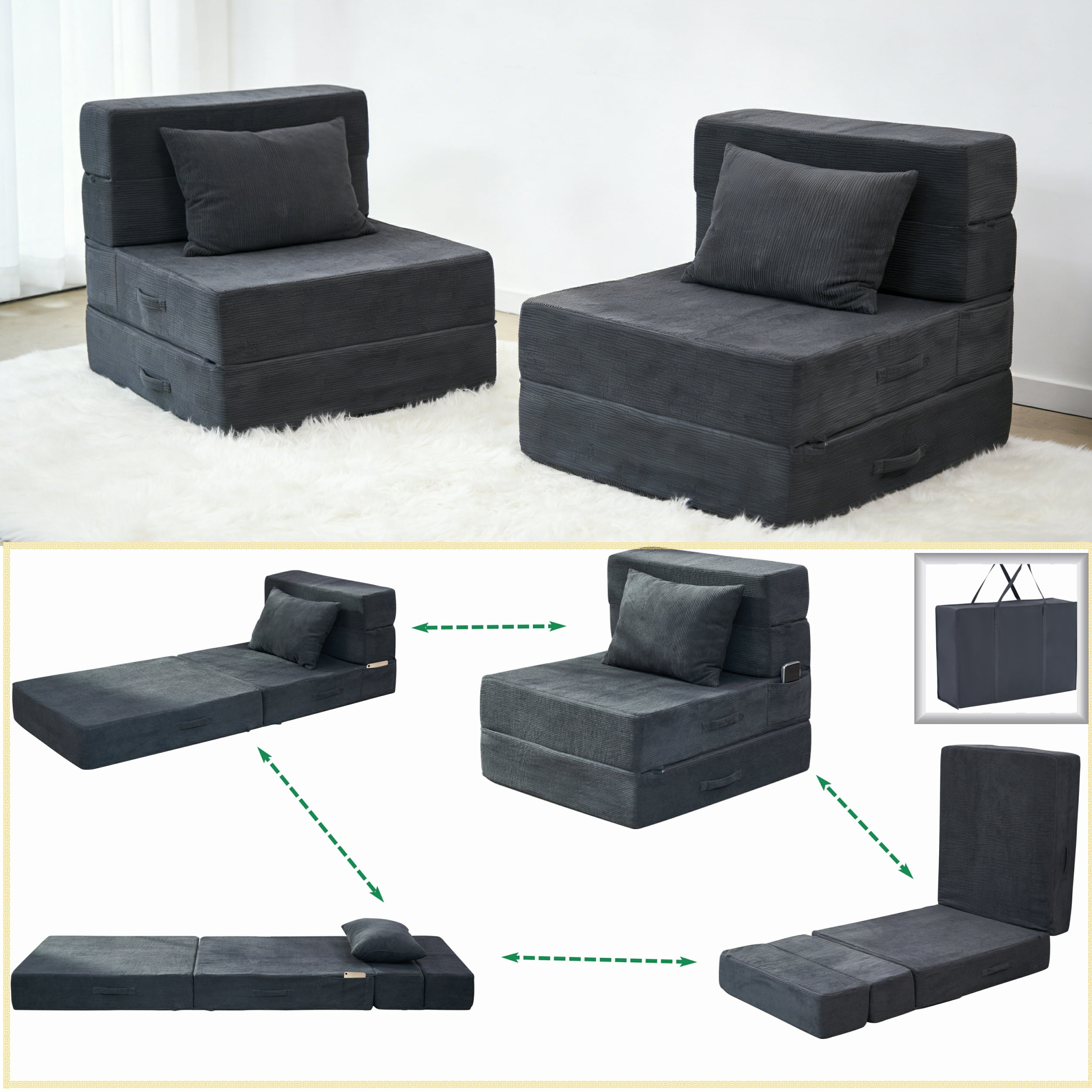 Jakoola Convertible Futon Mattress, Folding Sofa Chair, Foldable Couch ...