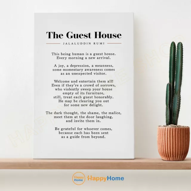 Jalaluddin Rumi Wall Art The Guest House Rumi Poem Prints Therapy Decor ...