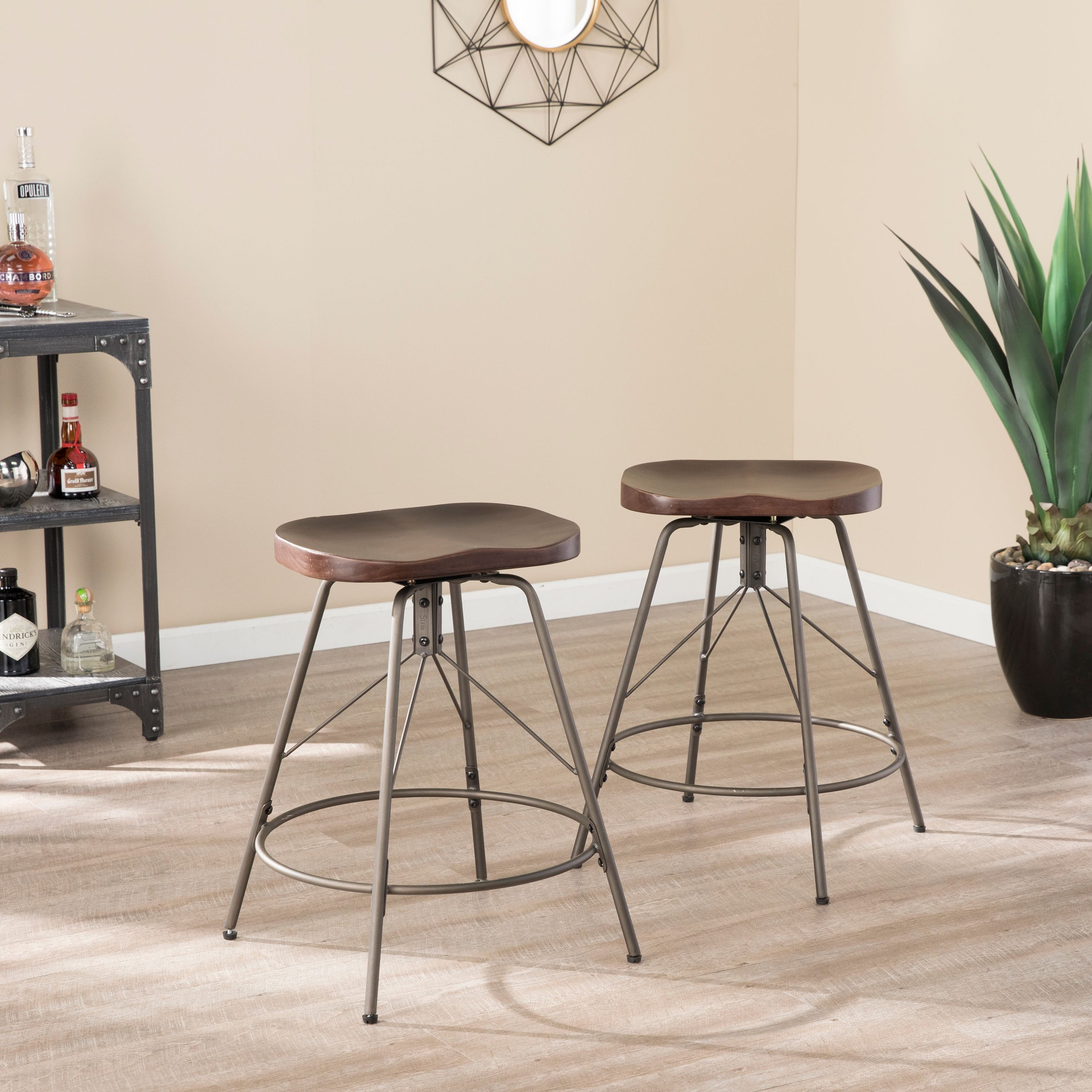 Jalangi Backless Swivel Counter Stools – 2pc Set - Gray - Walmart.com