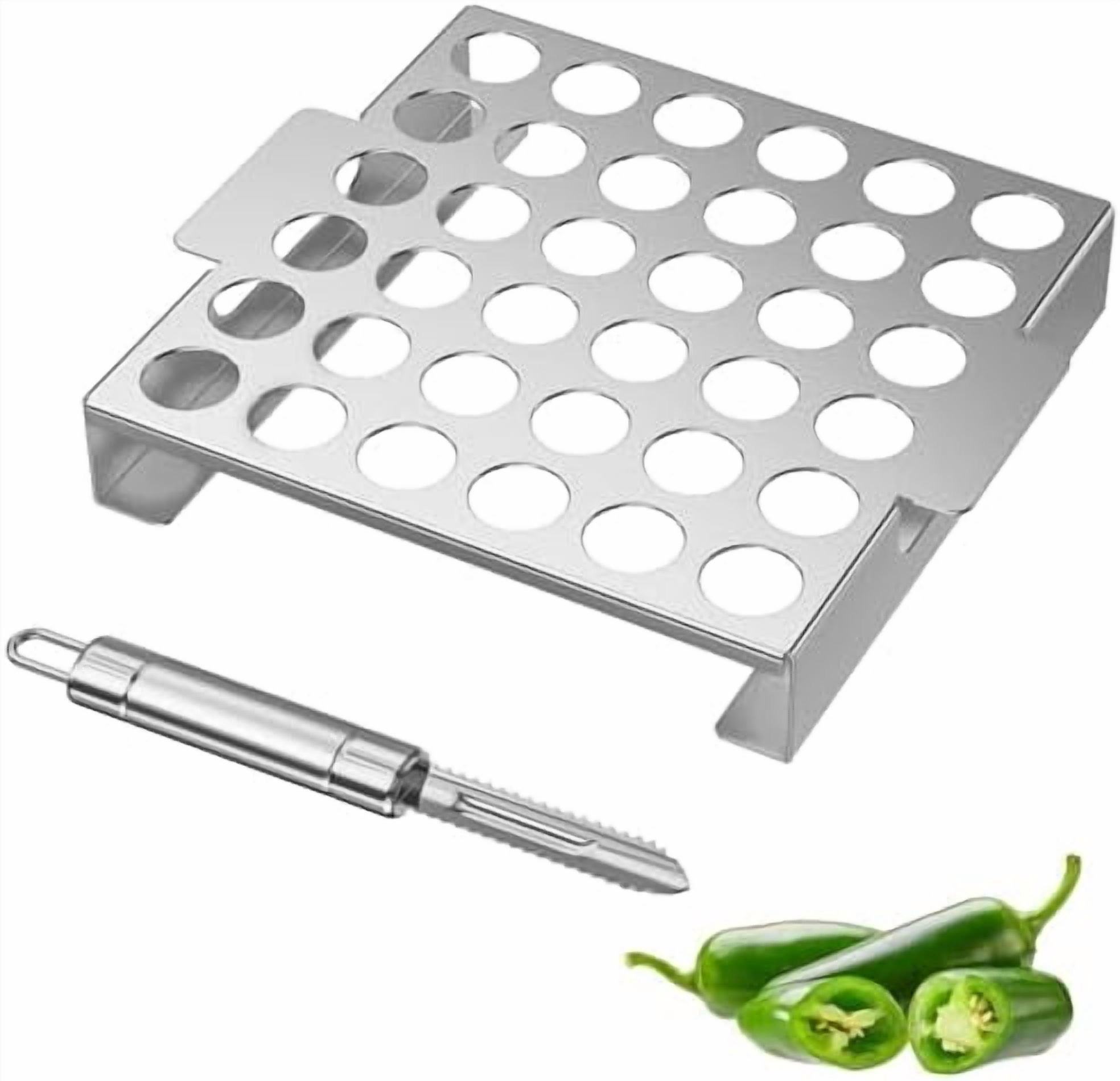 Jalapeno Grill Rack with Handle and Chili Pepper Corer Tool - Large 36 ...