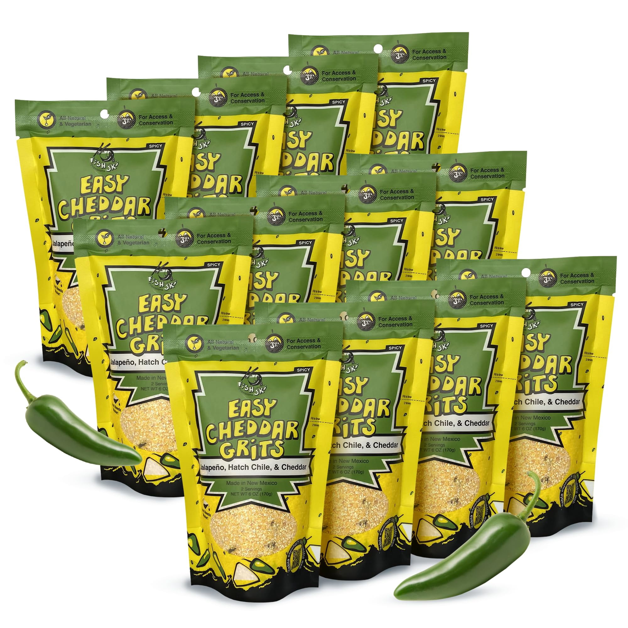 Jalapeno Yellow Corn Grits OKA4 with Cheddar Cheese + Hatch Green Chile ...