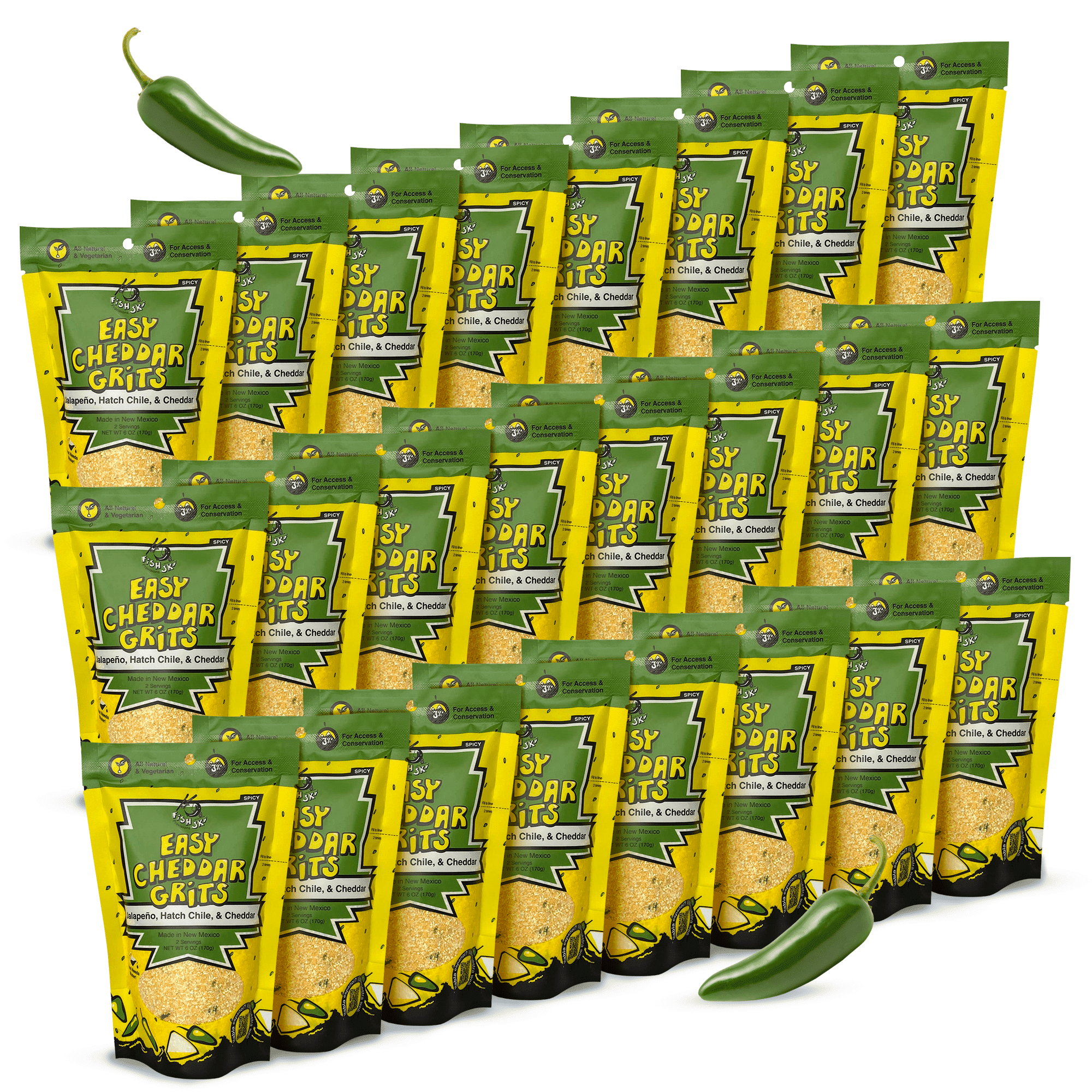 FishSki Provisions Jalapeno Yellow Corn Grits Instant with Hatch Green ...