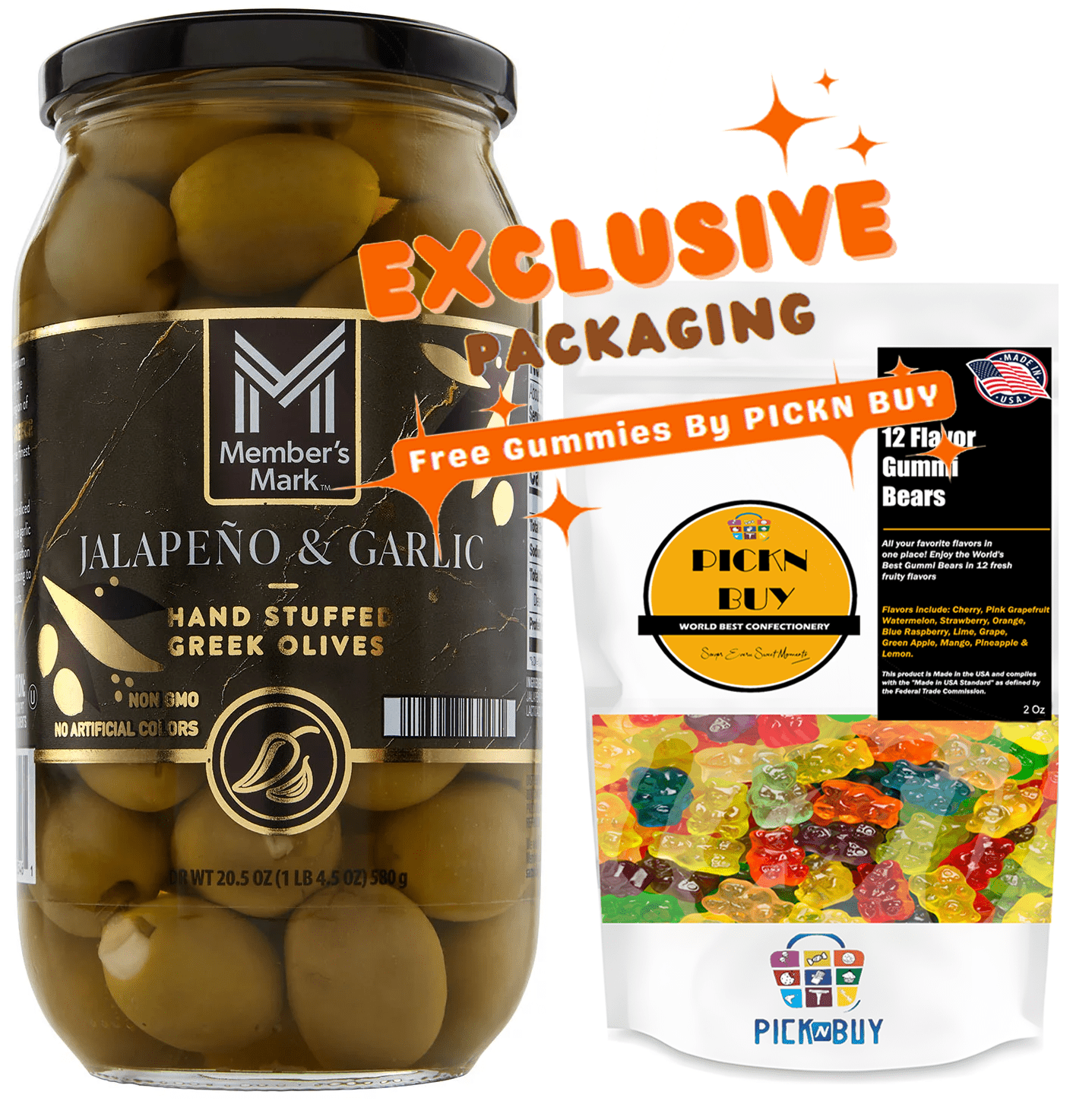 Jalapeno and Garlic Stuffed Olives, 20.5 oz. (With Free Gummies By ...