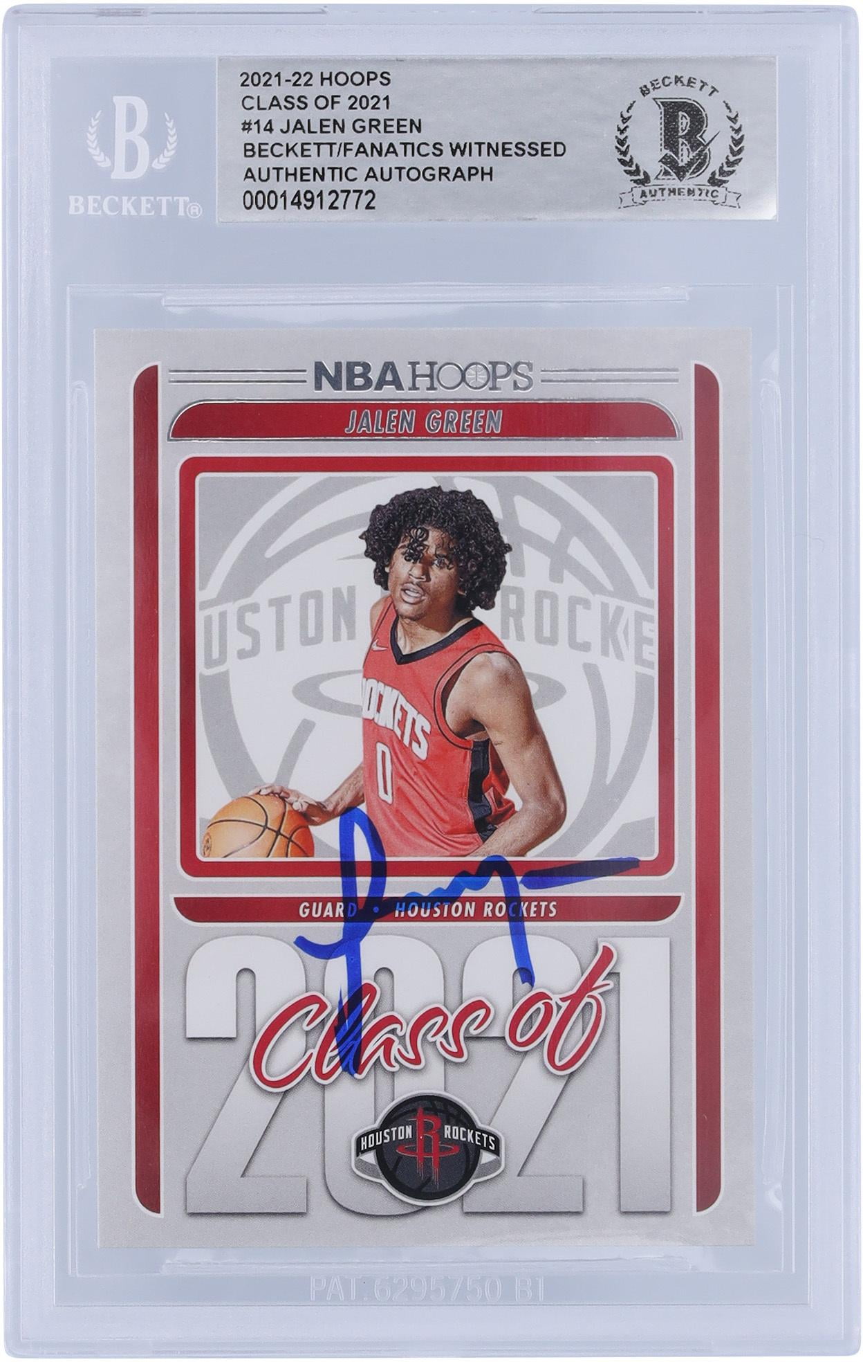Jalen Green Houston Rockets Autographed 2021-22 Panini NBA Hoops Class of 2021 #14 Beckett ...