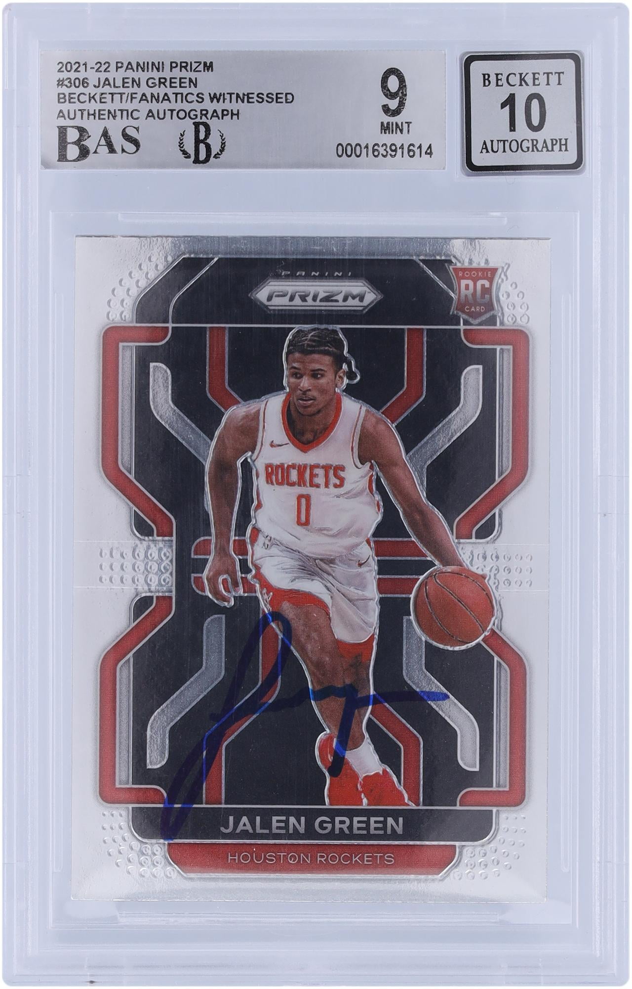 Jalen Green Houston Rockets Autographed 2021-22 Panini Prizm #306 Beckett Fanatics Witnessed ...
