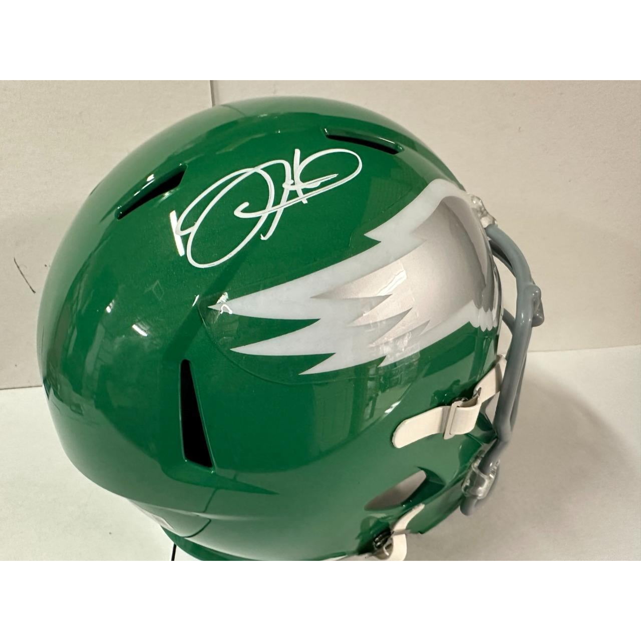 Jalen Hurts Eagles Signed Throwback Speed F/S Replica Helmet Beckett ...