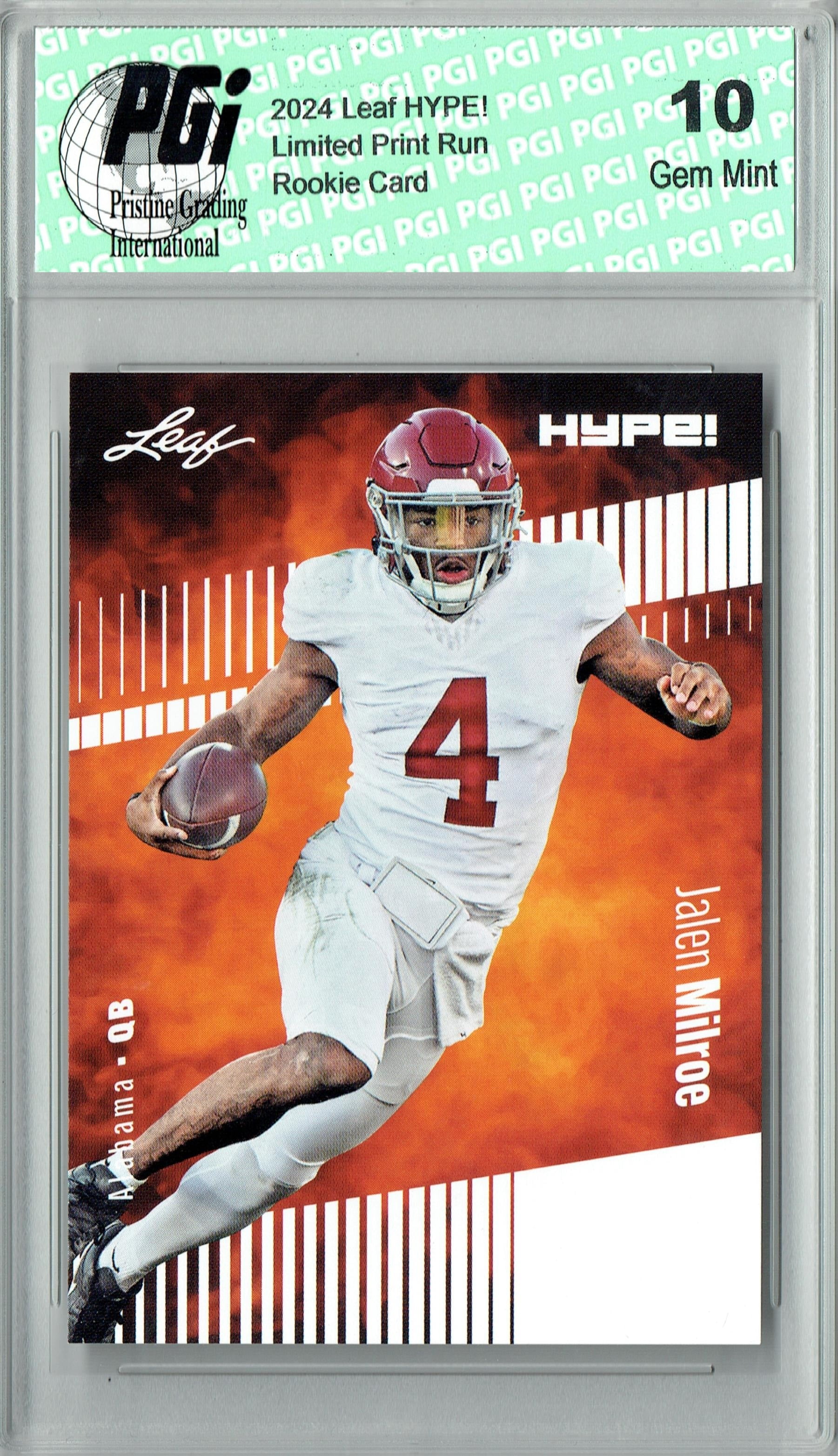 Jalen Milroe 2024 Leaf Hype #146 Only 5000 Made Rookie Card PGI 10 ...