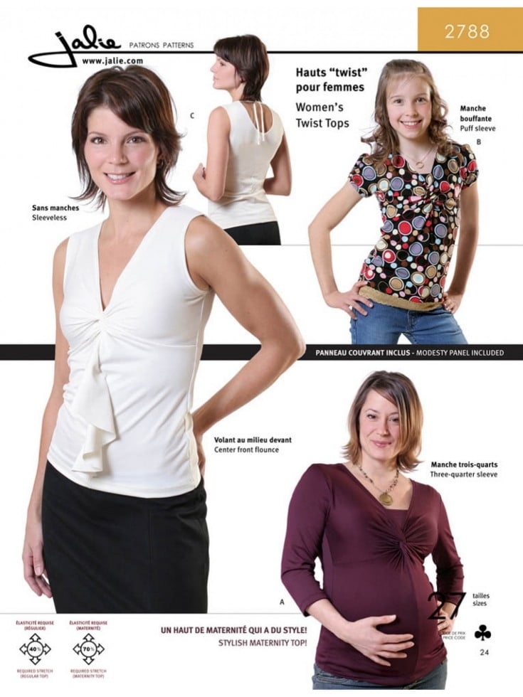 Jalie Sewing Pattern 2788 Twist Tops Kids, Teenagers, Women 27 Sizes ...