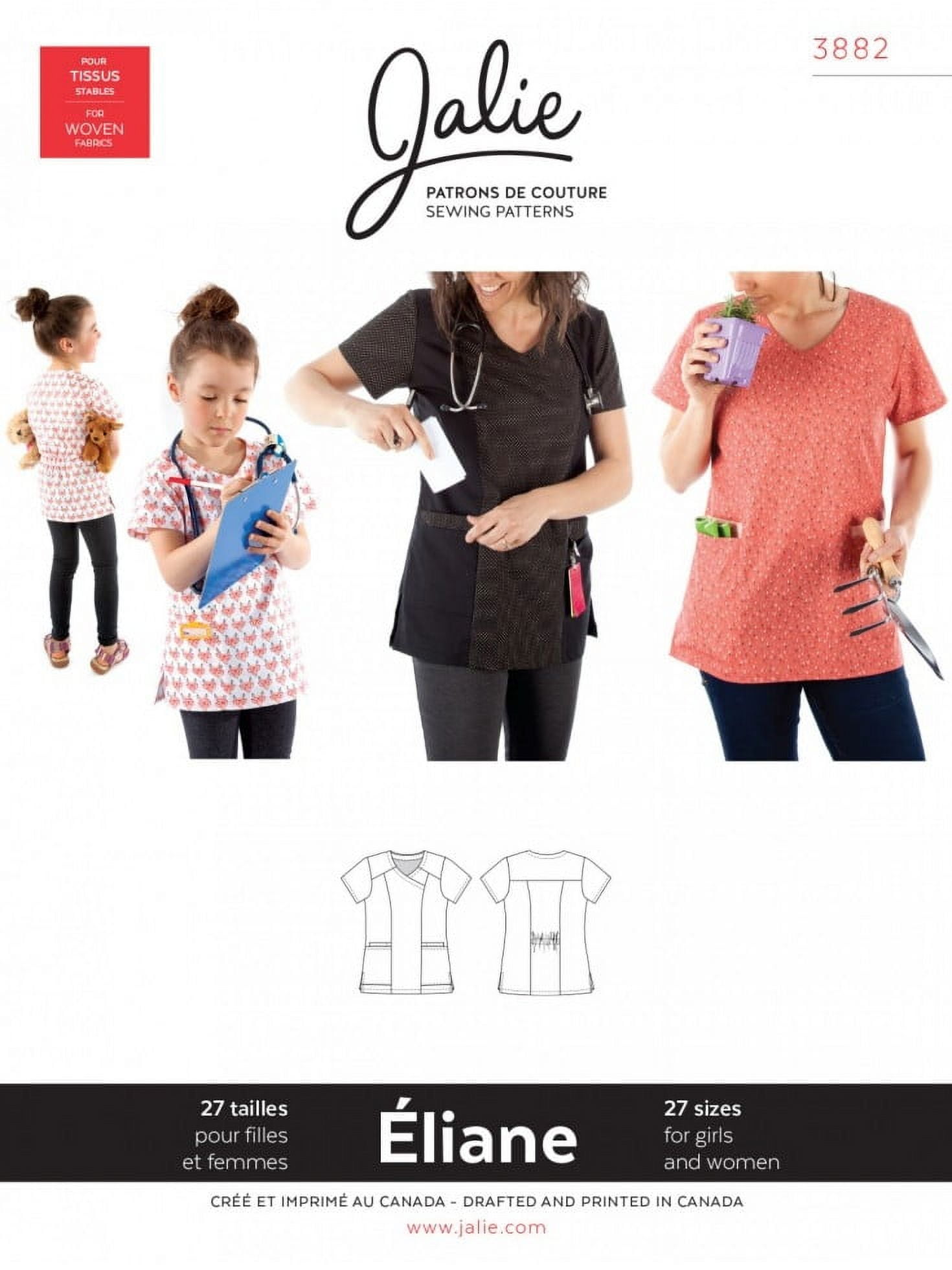Jalie Sewing Pattern 3882 Eliane Scrub Top Kids, Teenagers, Women 27 ...