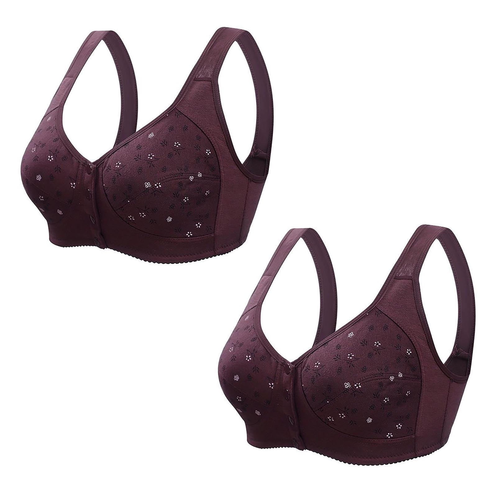 Jalioing 2 Pcs Bras for Women Front Closure Full Coverage Supportive ...