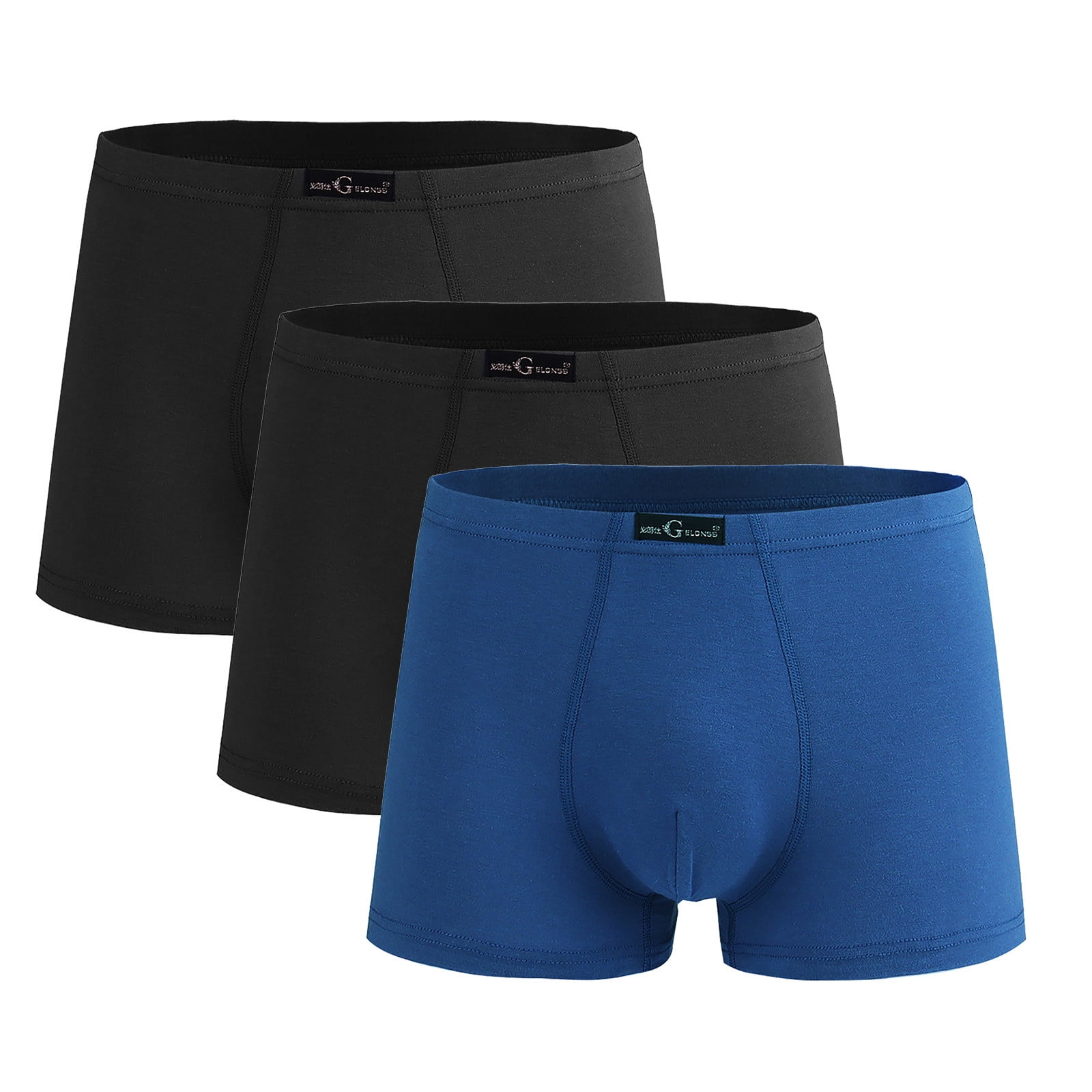 Jalioing 3 Pack Boxer Underwear for Men Solid Color Breathable Cotton ...