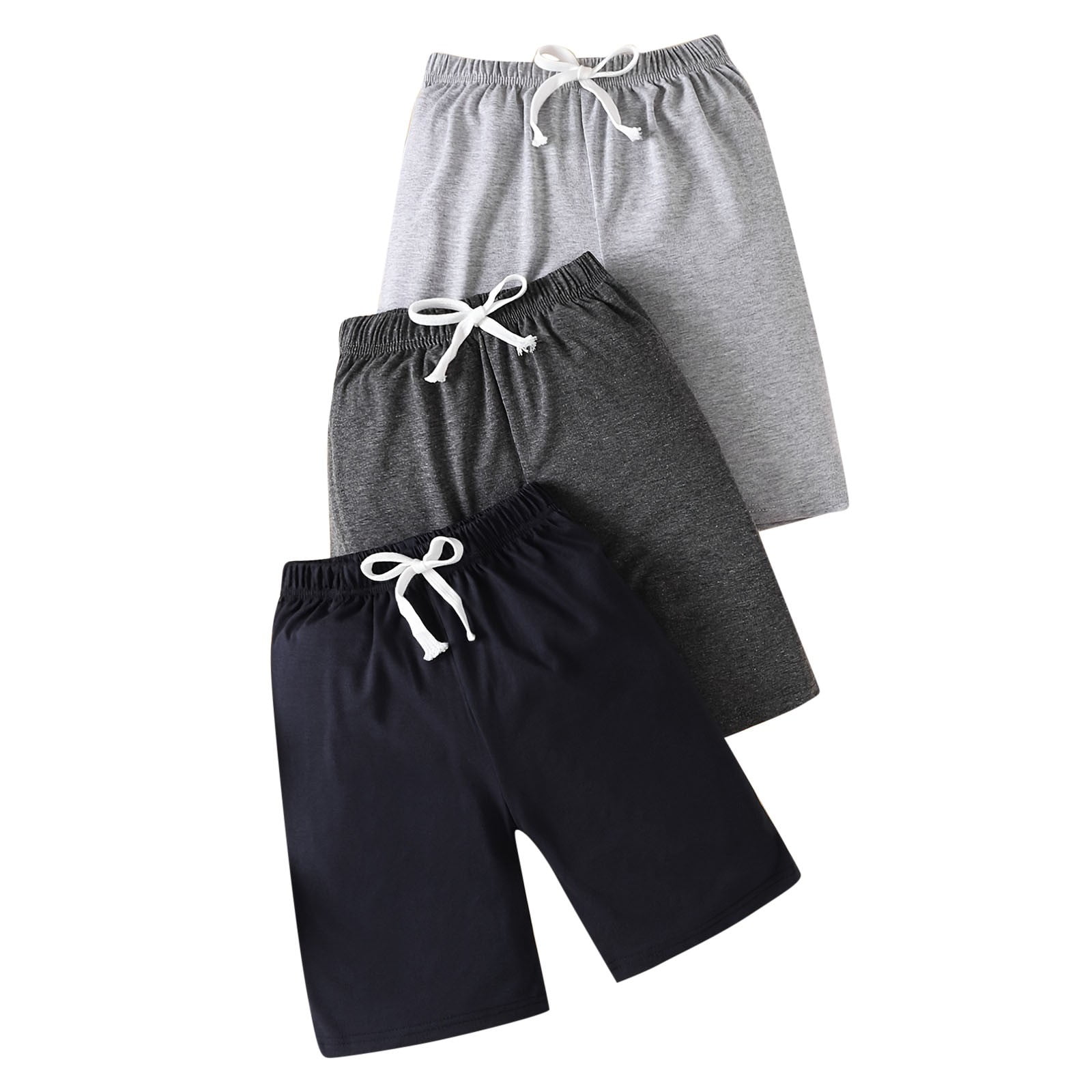 Jalioing 3 Pack Sport Shorts Little Boys Workout Shorts Drawstring ...