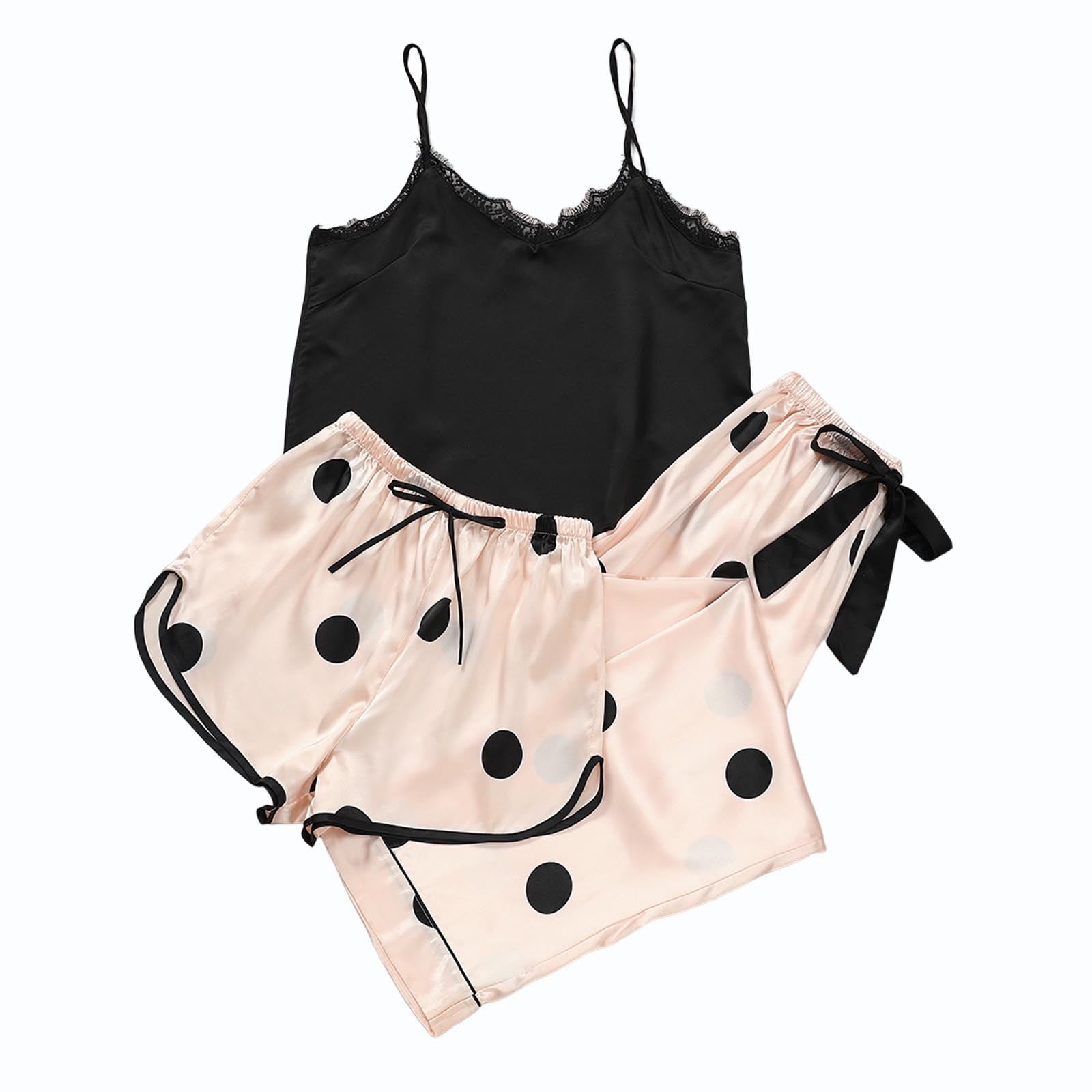 Jalioing 3 Piece Satin Pjs Outfits For Women Sleeveless Cami Crop Top