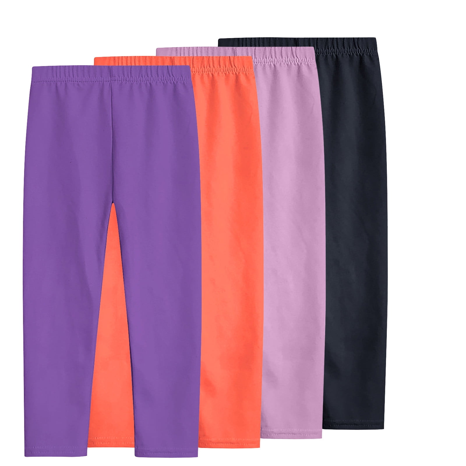 Jalioing 4 Pack Girls Cotton Leggings Kids Full Length Solid Color ...