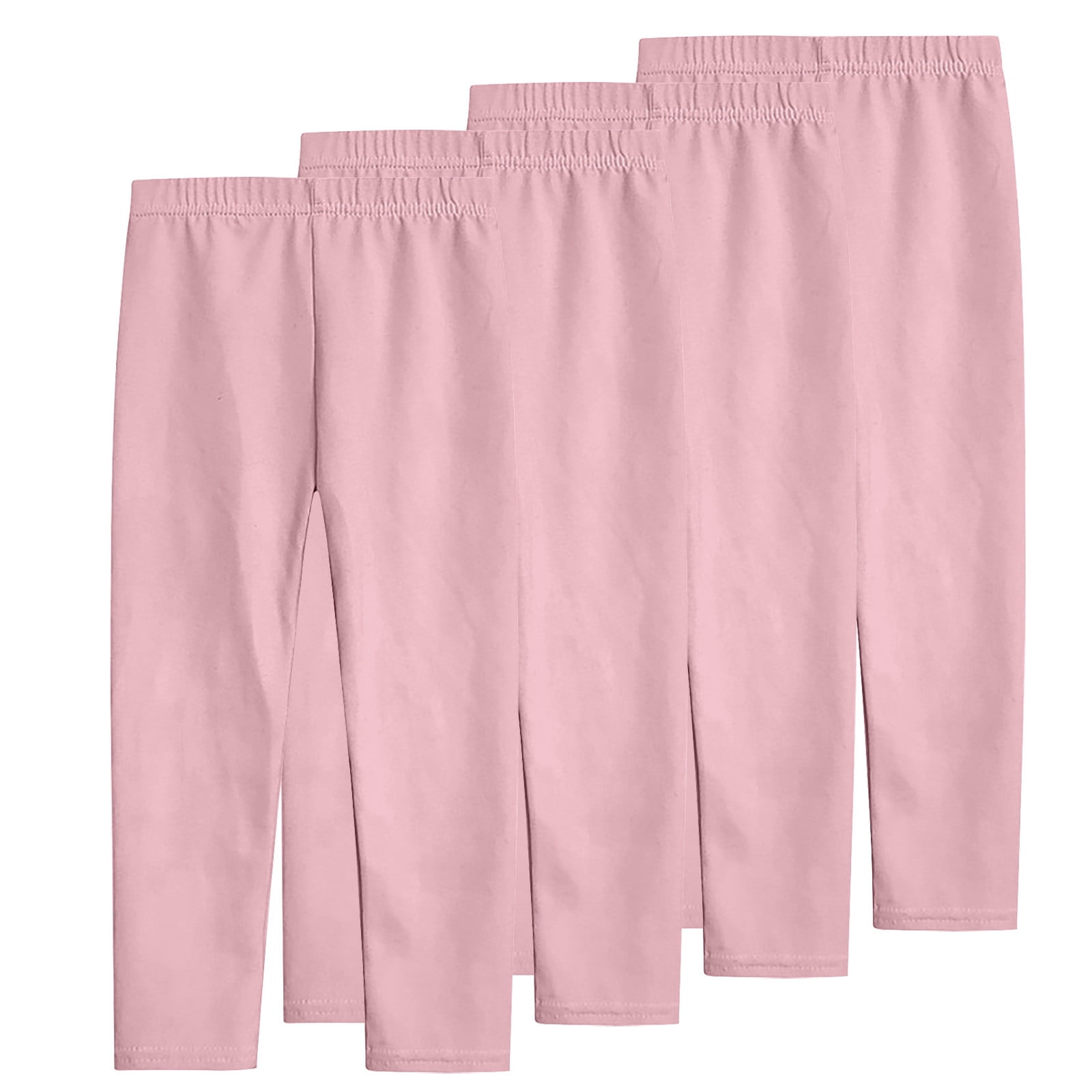 Jalioing 4 Pack Girls Cotton Leggings Kids Full Length Solid Color ...